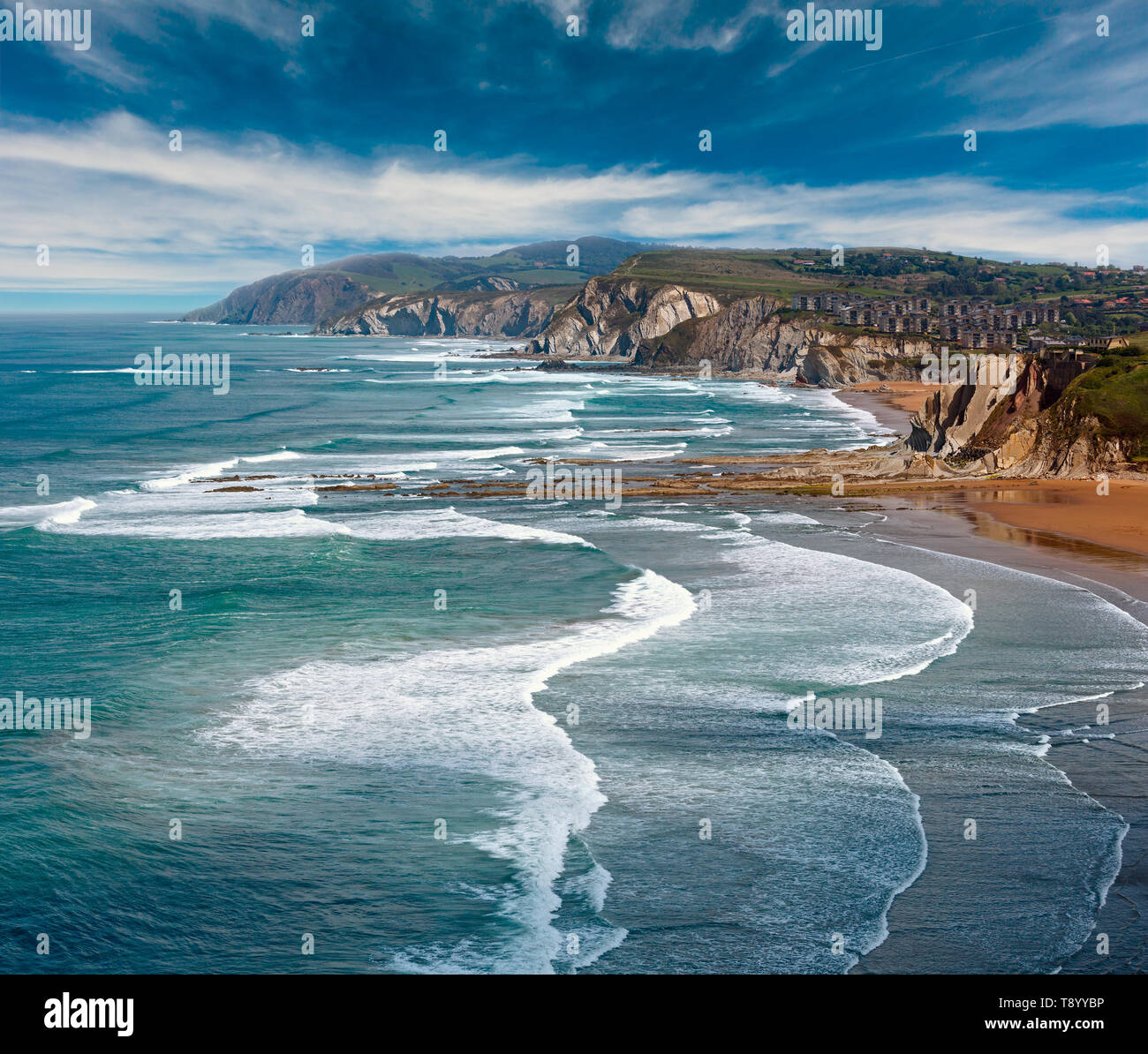 Beach Azkorri or Gorrondatxe in Getxo town, Biscay, Basque Country ...
