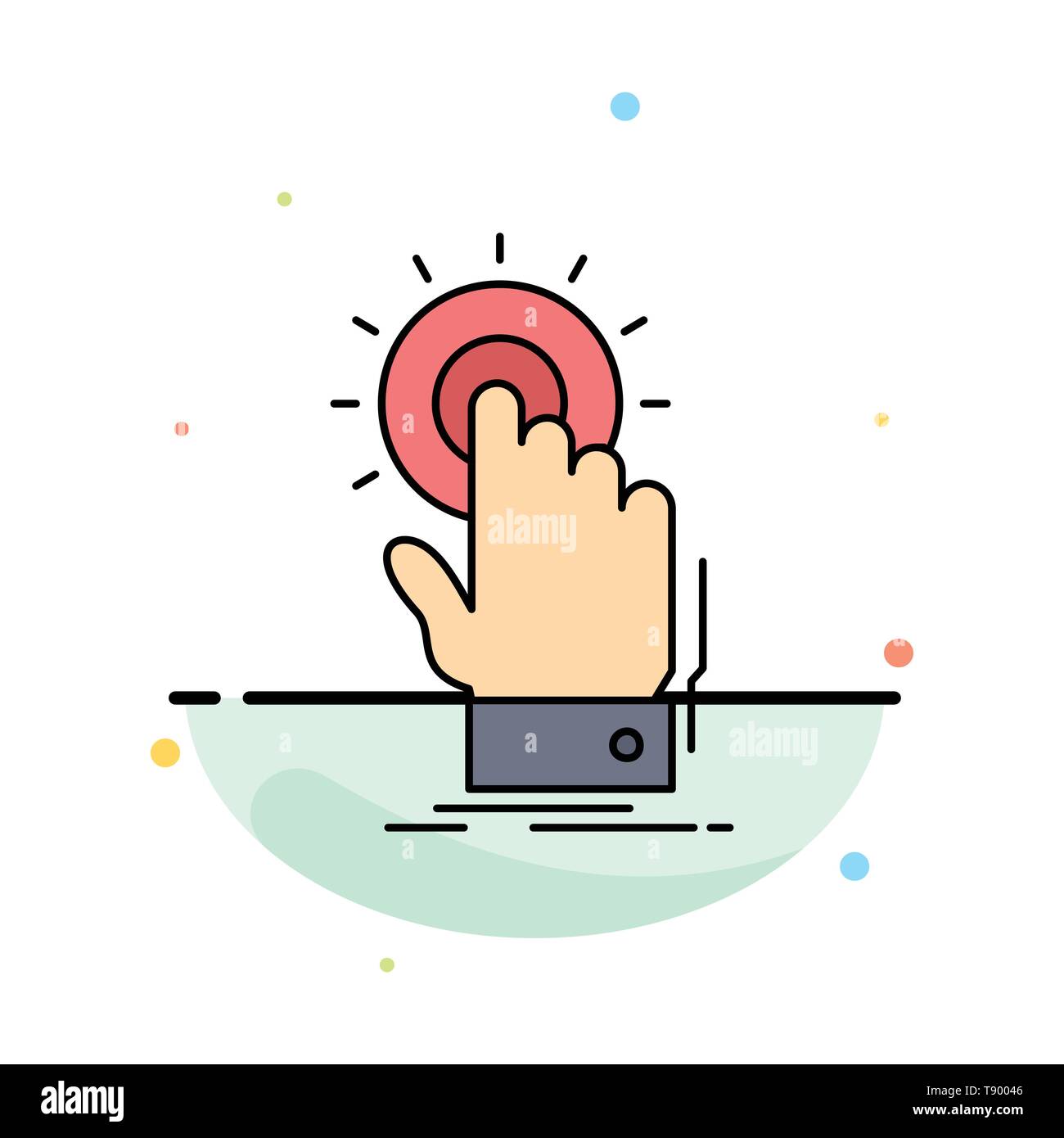 touch, click, hand, on, start Flat Color Icon Vector Stock Vector Image ...