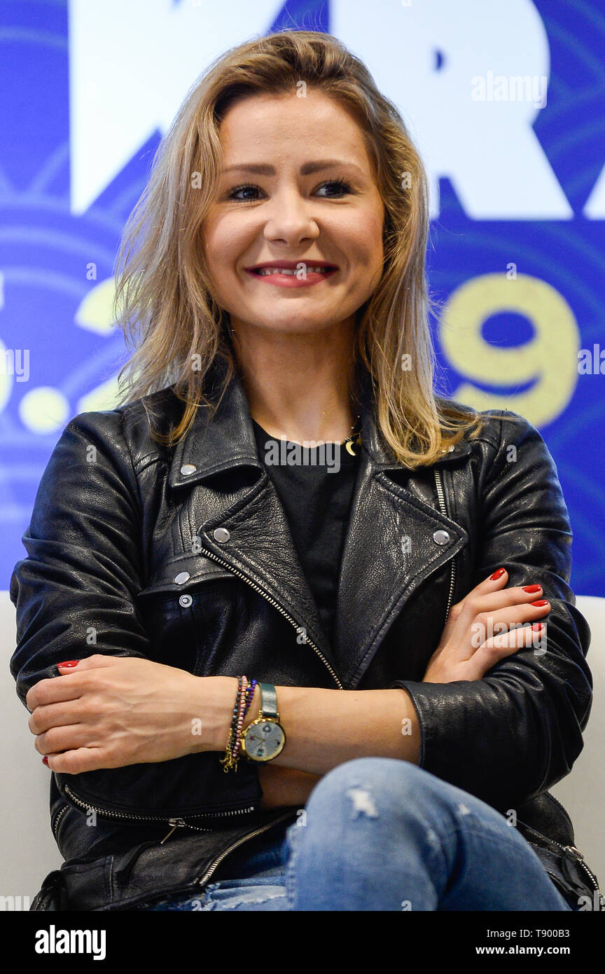 Polish singer, Anna Karwan seen attending a press conference during the ...