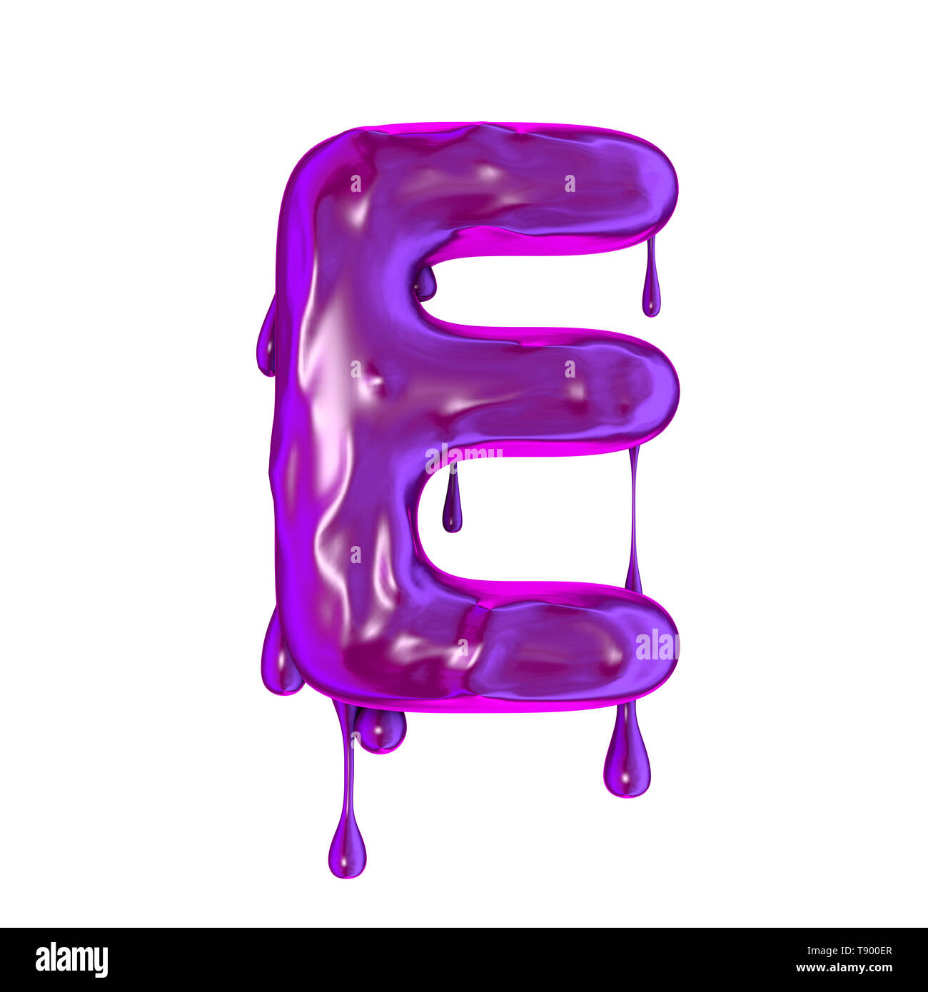 Purple dripping slime halloween capital letter E Stock Photo - Alamy