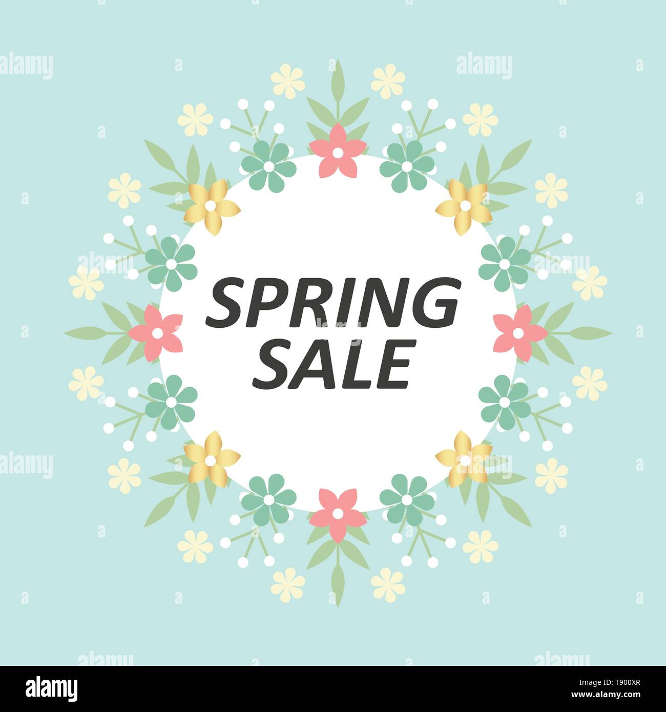 Spring sale banner card template with colorful flower frame background ...