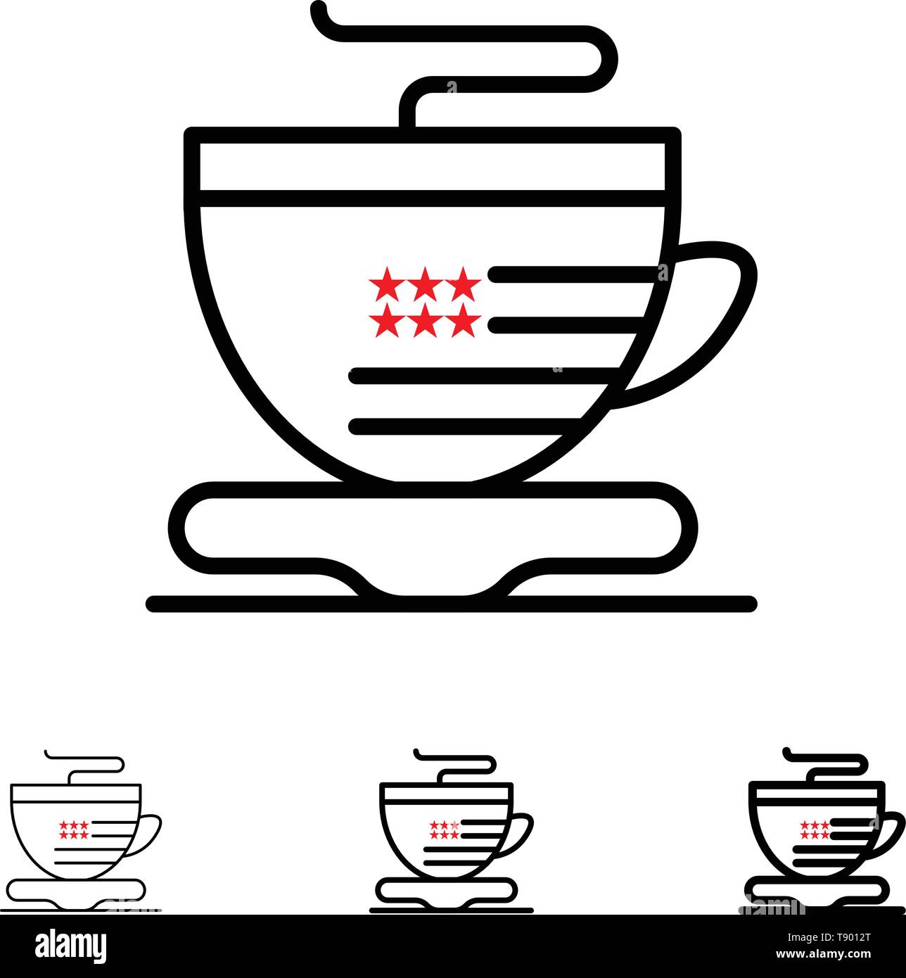 Tea, Cup, Coffee, Usa Bold and thin black line icon set Stock Vector ...