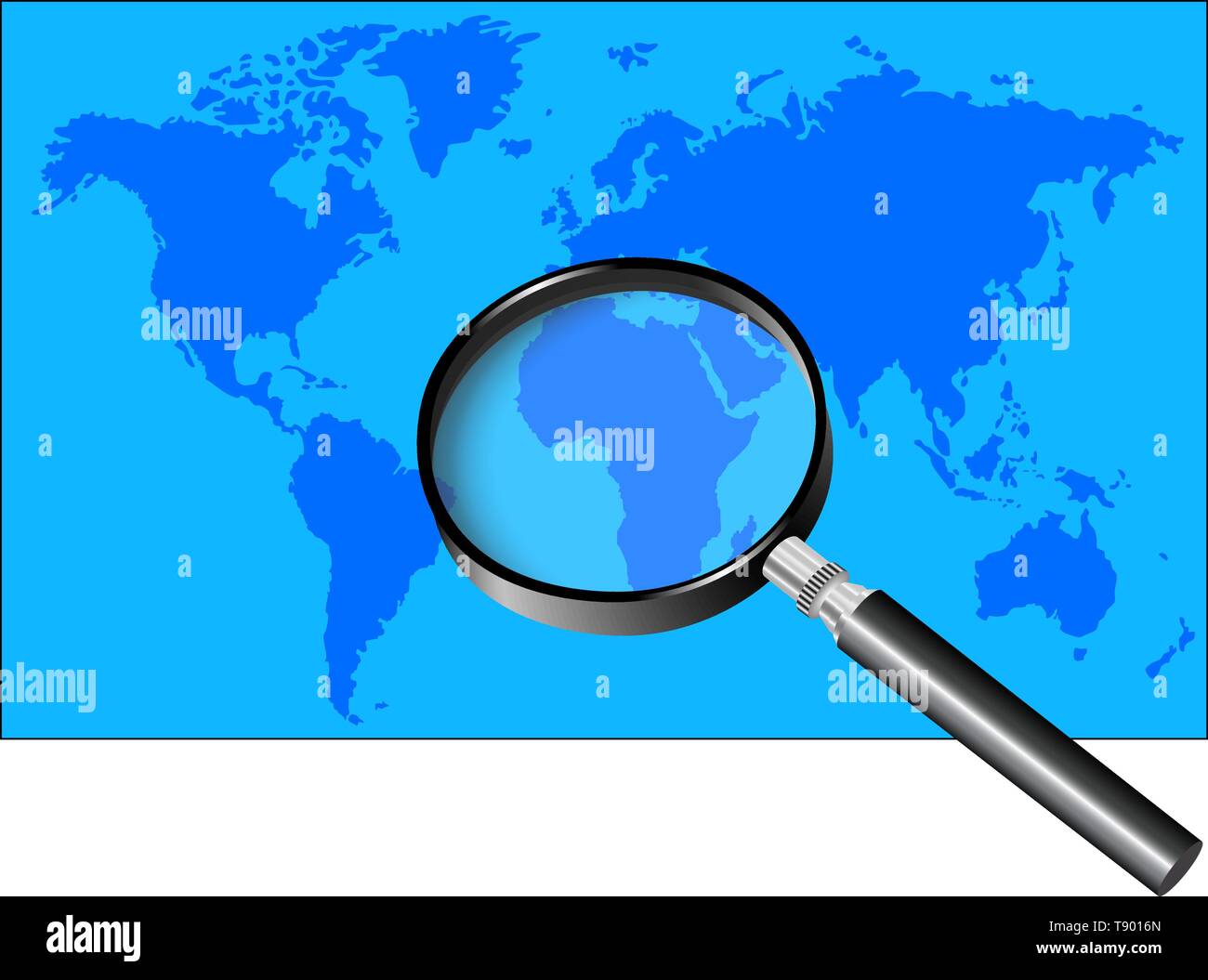 Magnifier and World Map Stock Vector Image & Art - Alamy