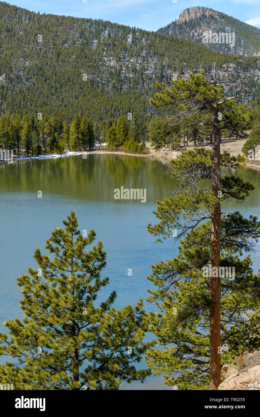 Spring Mountain Lake - Spring view of a mountain lake surrounded by ...