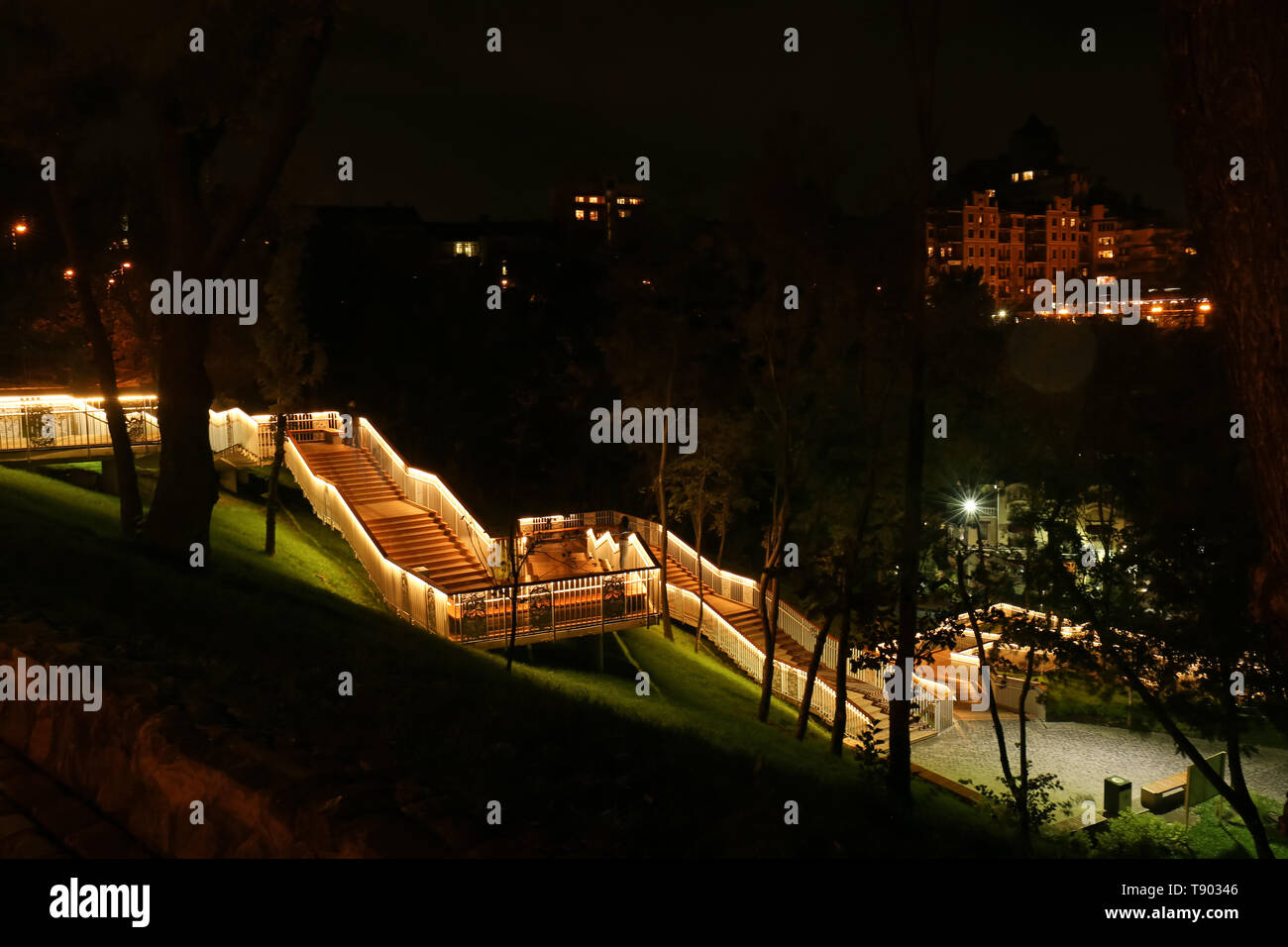 Design architecture modern steps evening night illuminated hi-res stock ...