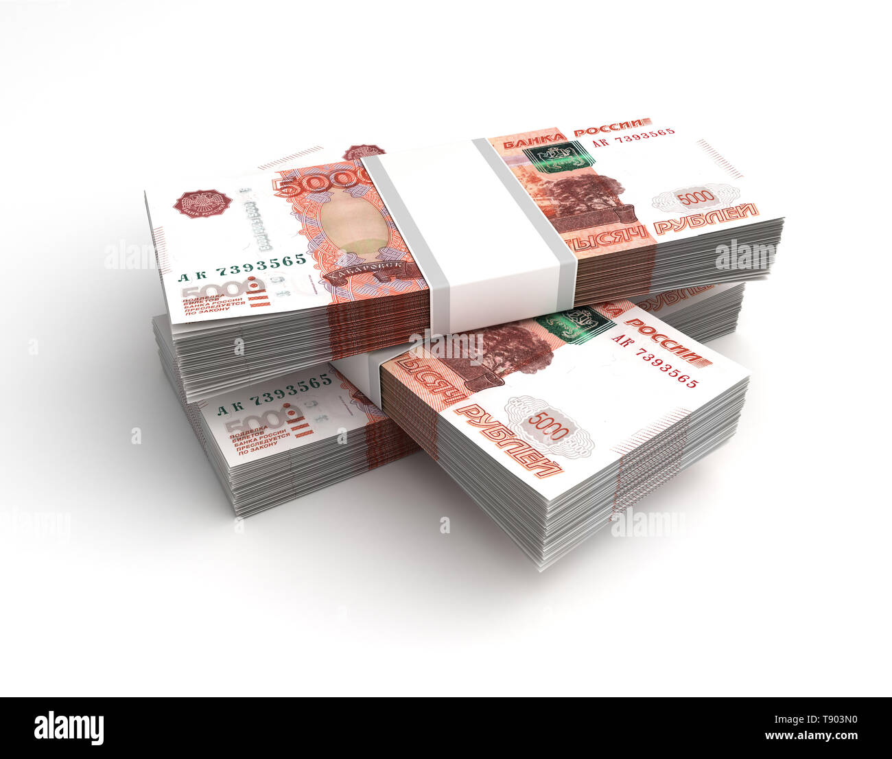 Stack of Russian Ruble (Isolated on white background Stock Photo - Alamy