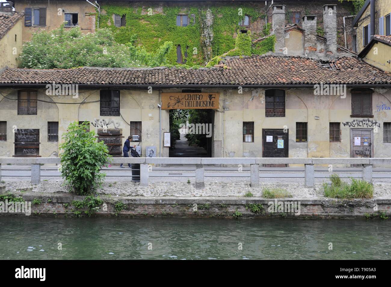 Milan (Italy), Naviglio Grande canal , Galloni Palace, 17th century ...