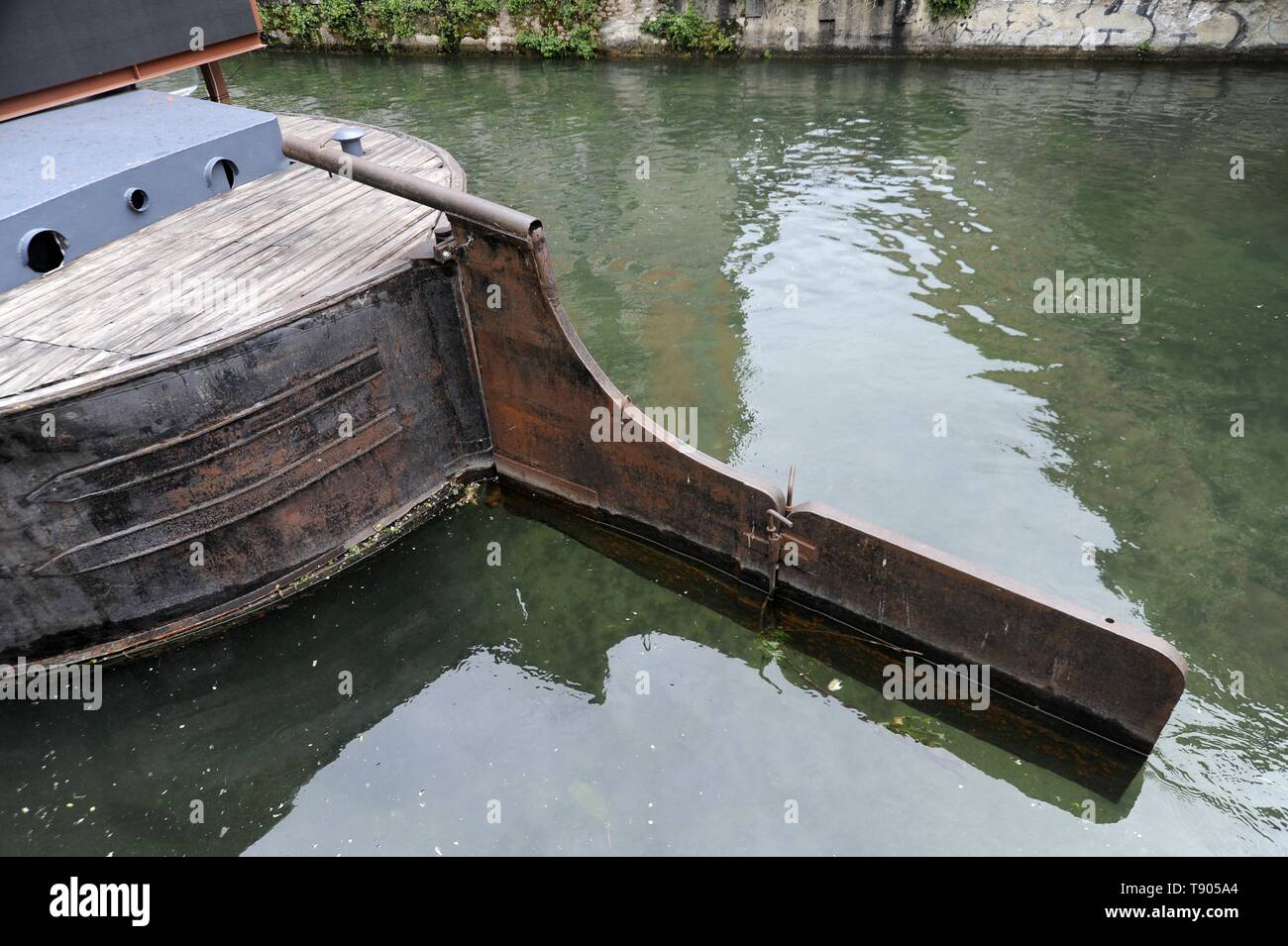Milan (Italy), Naviglio Grande canal , detail of an ancient transport ...