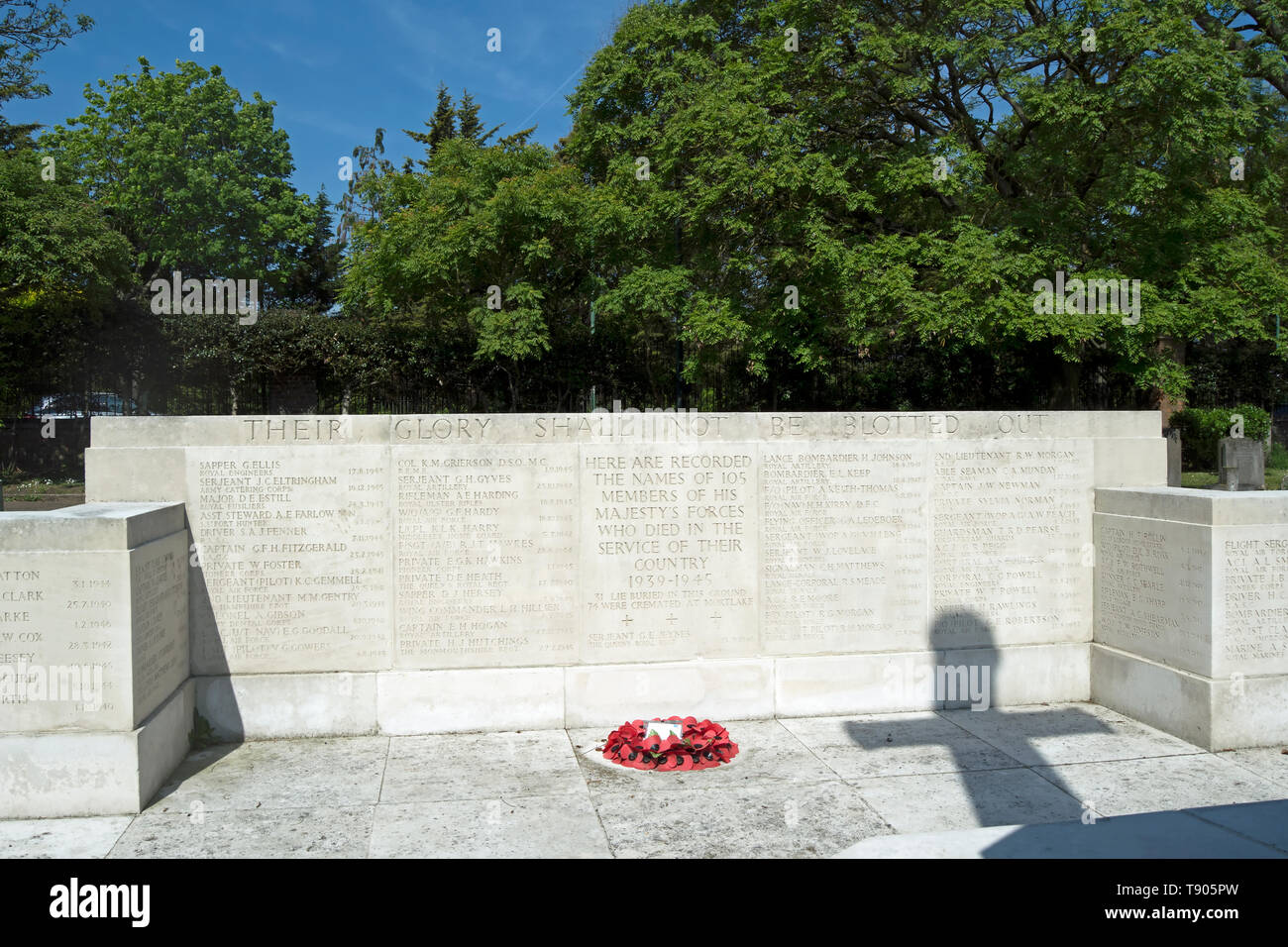 curtain wall of the commonwealth war graves memorial at mortlake ...