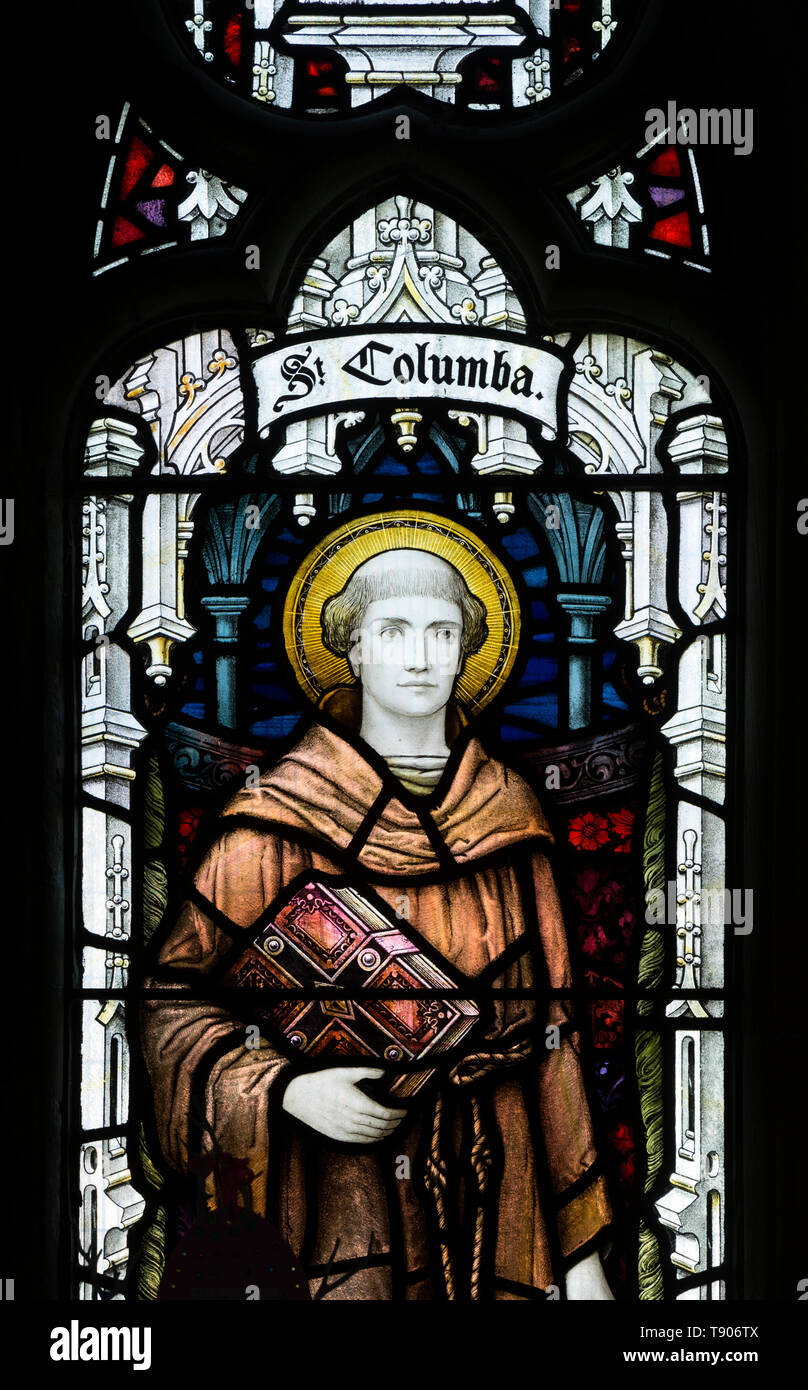 Saint Columba stained glass, St. Mary Magdalene Church, Tanworth-in ...