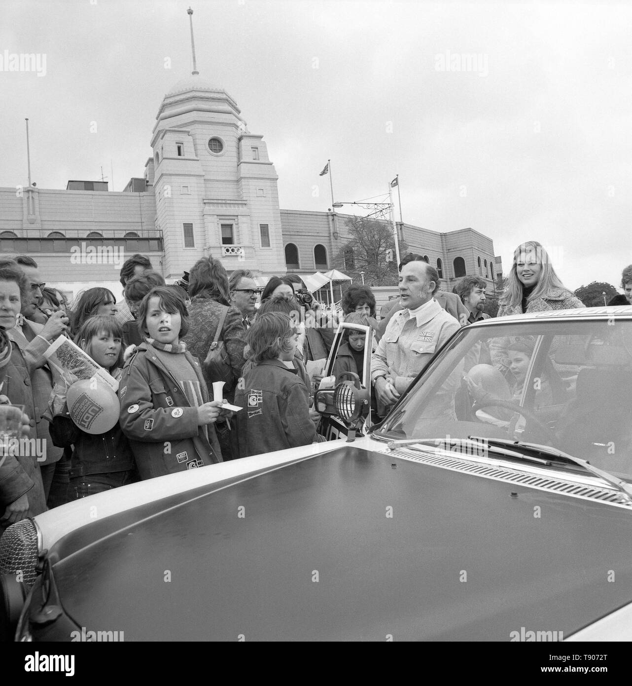 Ex-racing driver Stirling Moss, 44, (bald head) at Wembley Stadium at ...