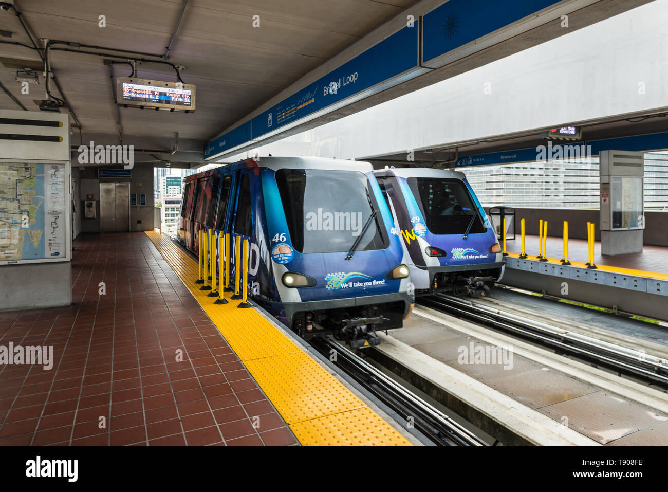 Miami, FL, USA - April 19, 2019: Metromover in Downtown Miami ...