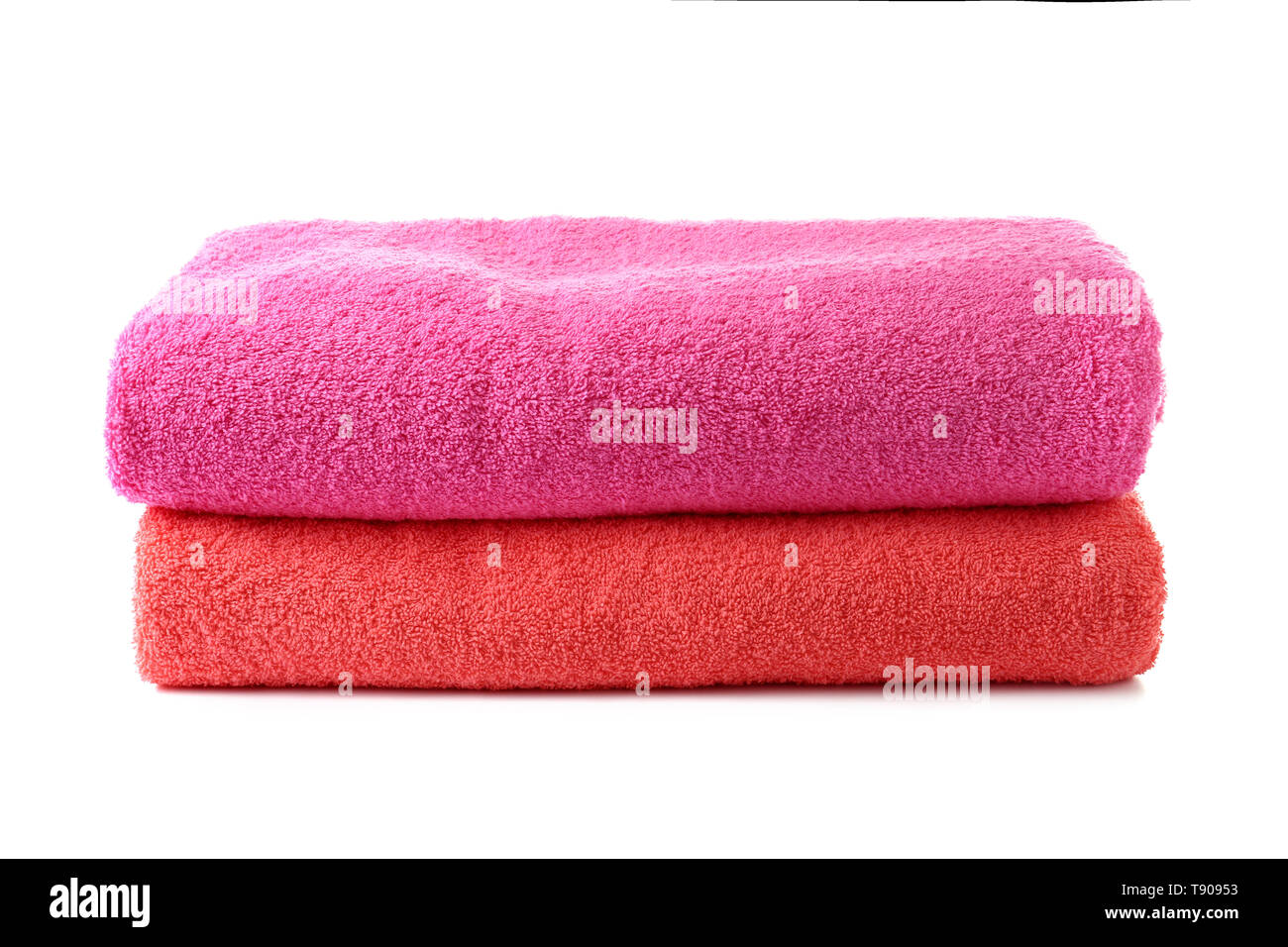 Stack of colorful towels on white background Stock Photo - Alamy