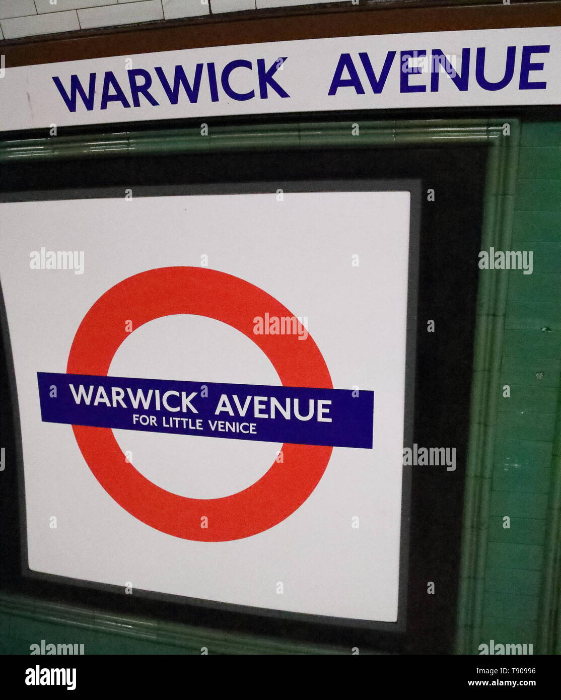 Sign at Warwick Avenue London Underground station, London, UK Stock ...