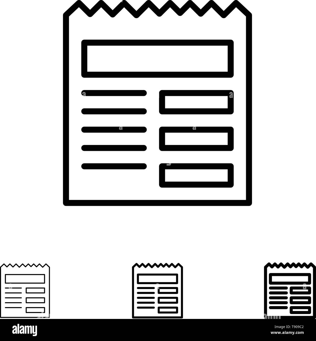 Document Text Basic Ui Bold And Thin Black Line Icon Set Stock