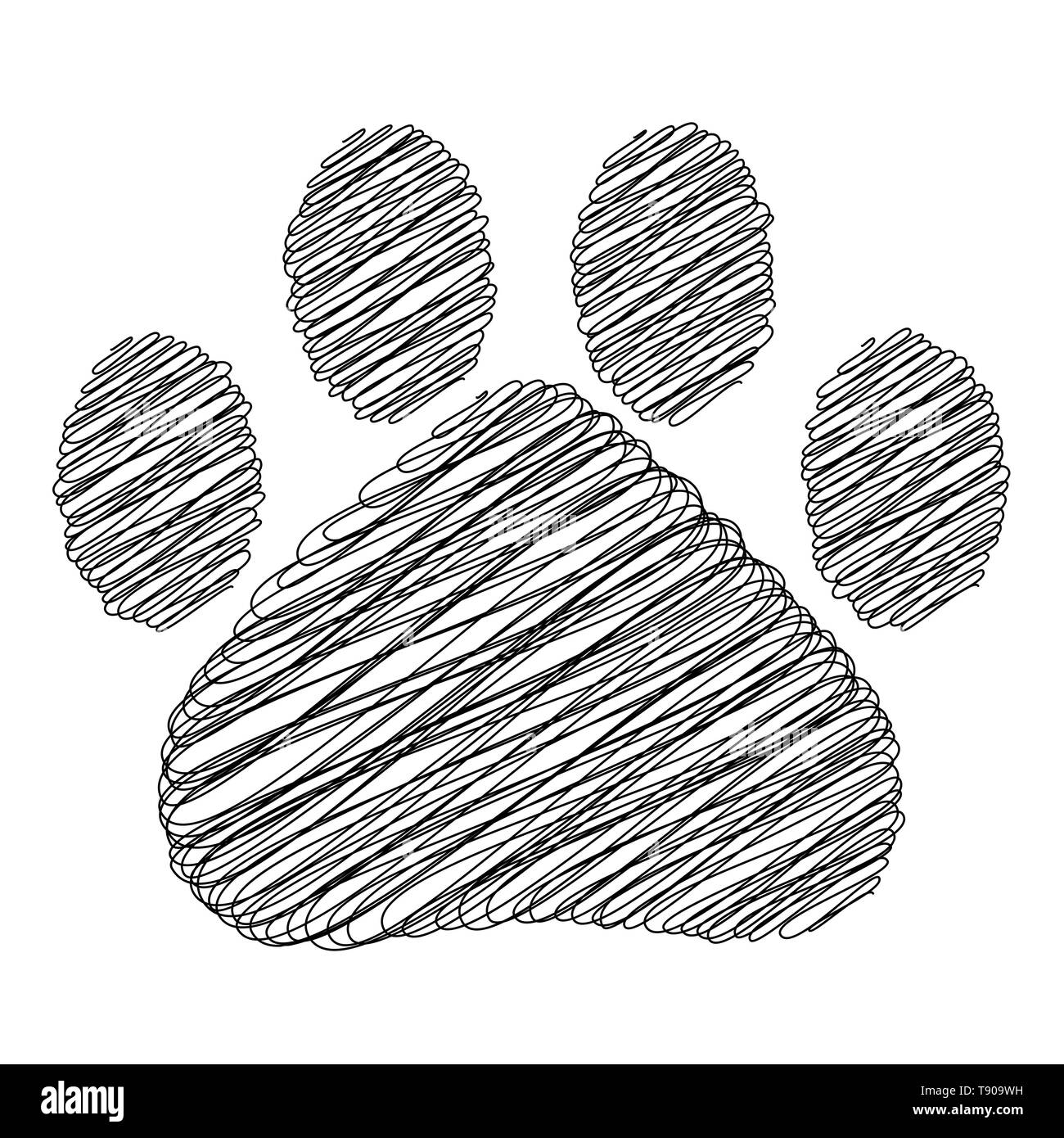 Hand drawn doodle style cat footprint. Vector illustration Stock Vector ...