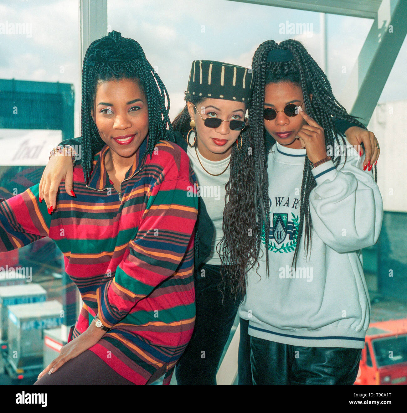 American R&B group Jade, arriving at Heathrow Airport in London in ...