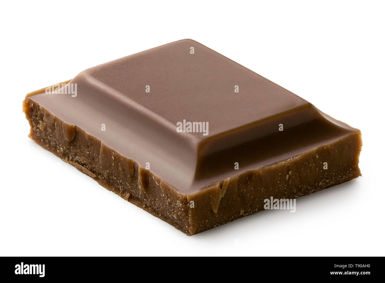 Single square of milk chocolate isolated on white. Rough edges Stock ...