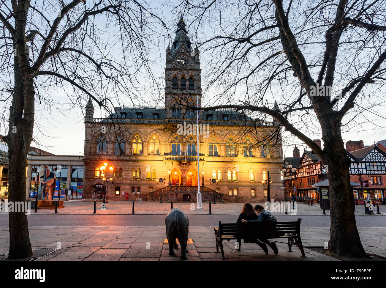The chester town hall building at night, Chester , UK Stock Photo - Alamy