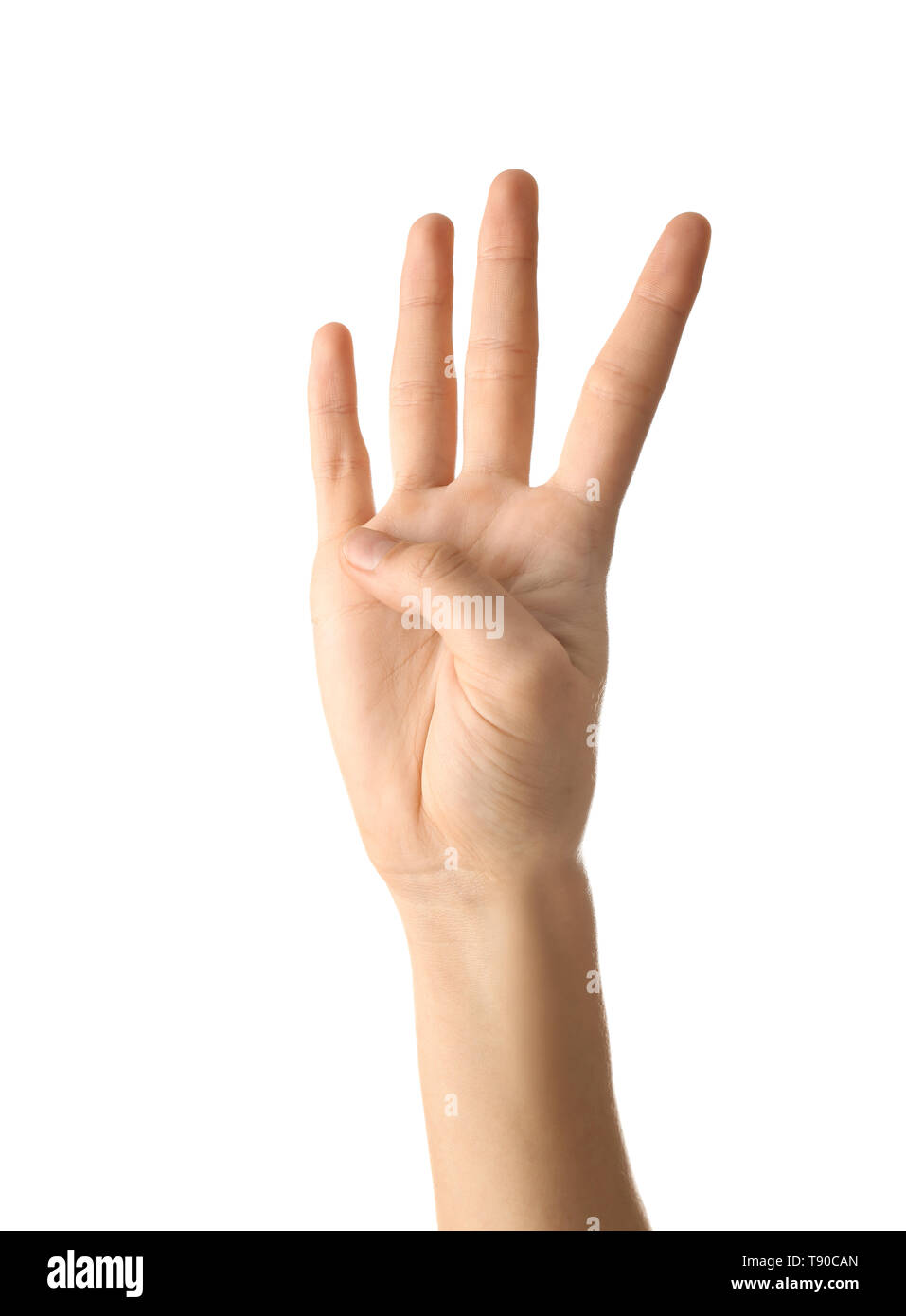 Girl showing four fingers hand hi-res stock photography and images - Alamy