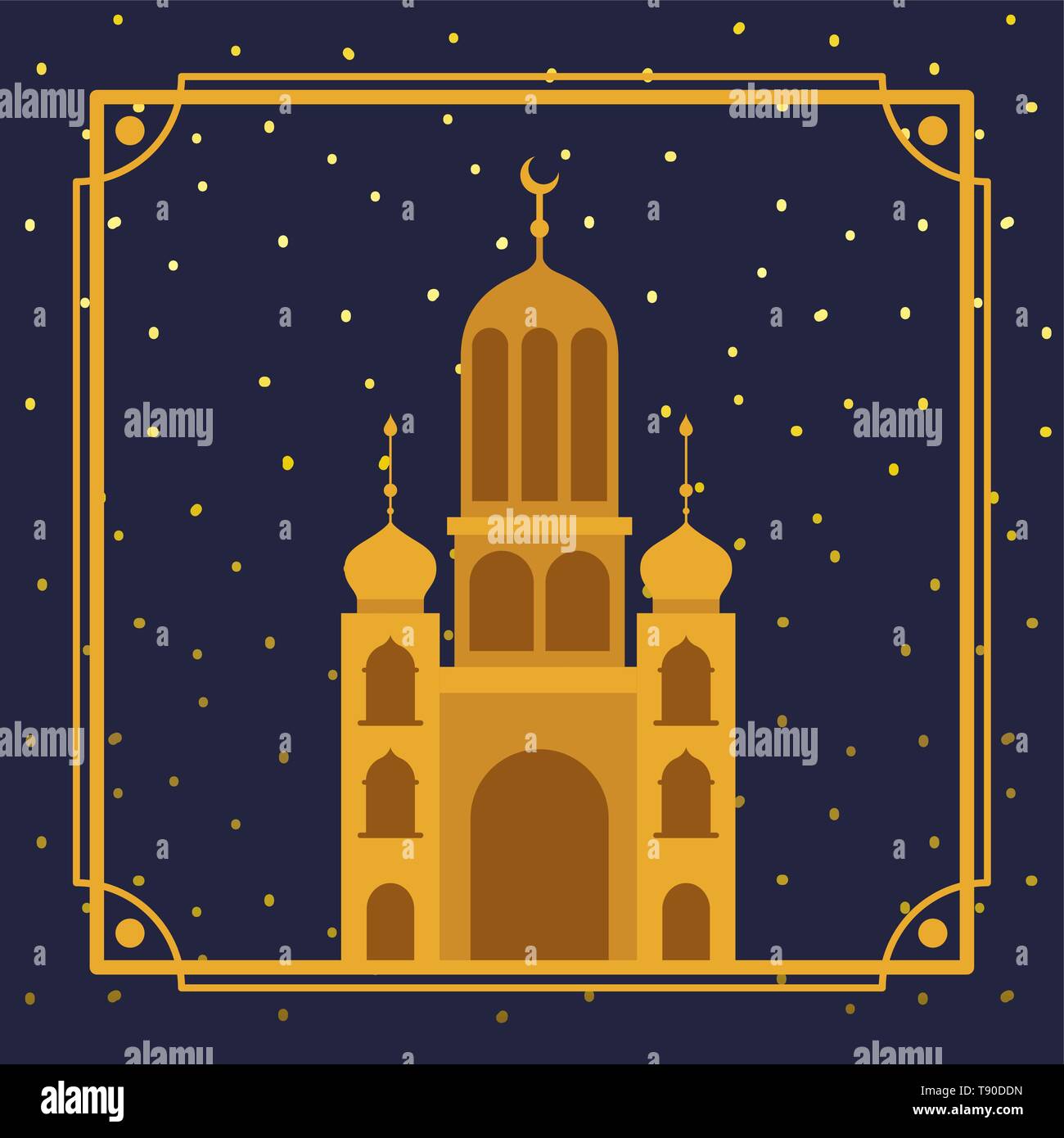 frame with golden mosque building Stock Vector Image & Art - Alamy