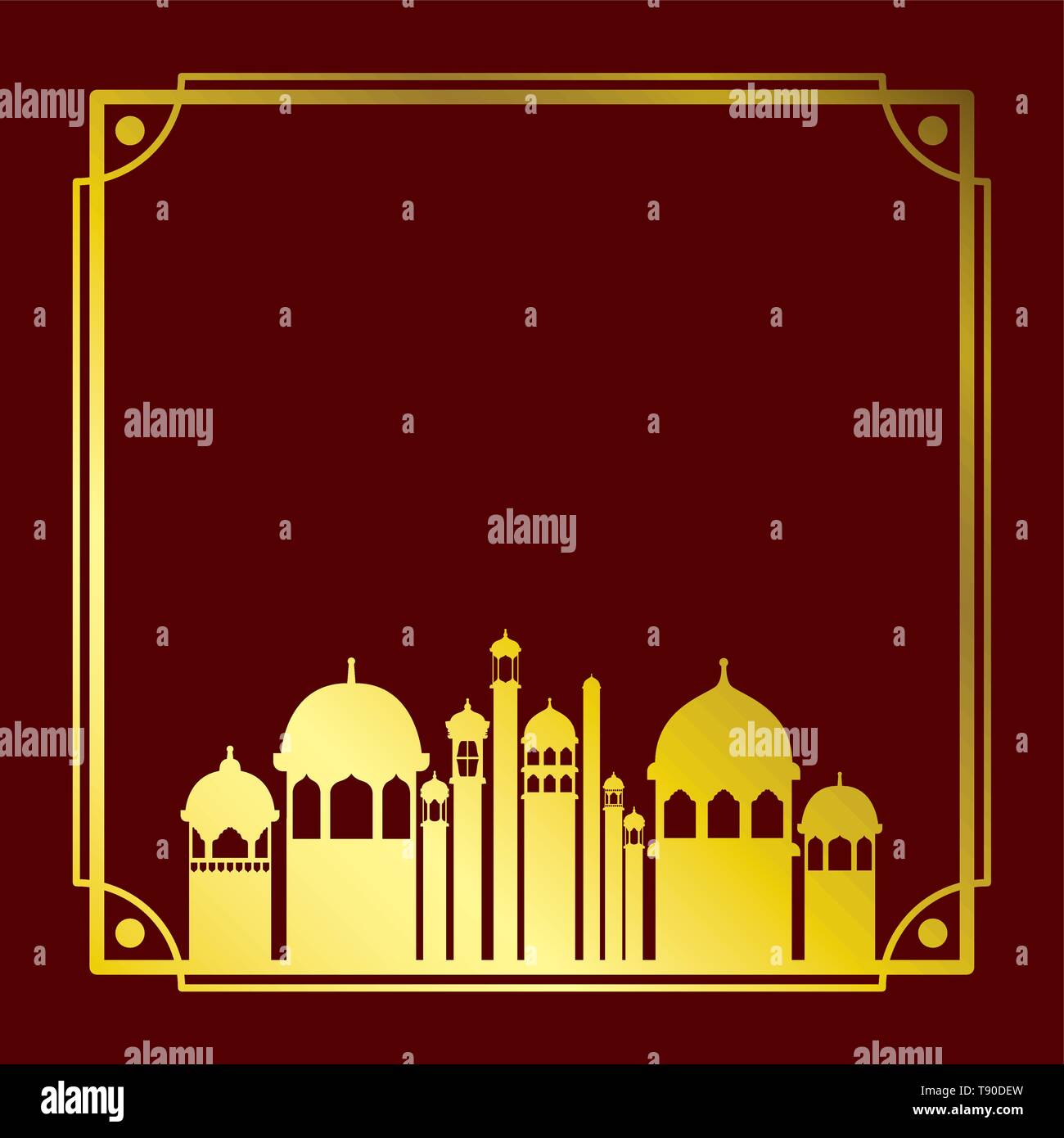 frame with golden mosque building Stock Vector Image & Art - Alamy