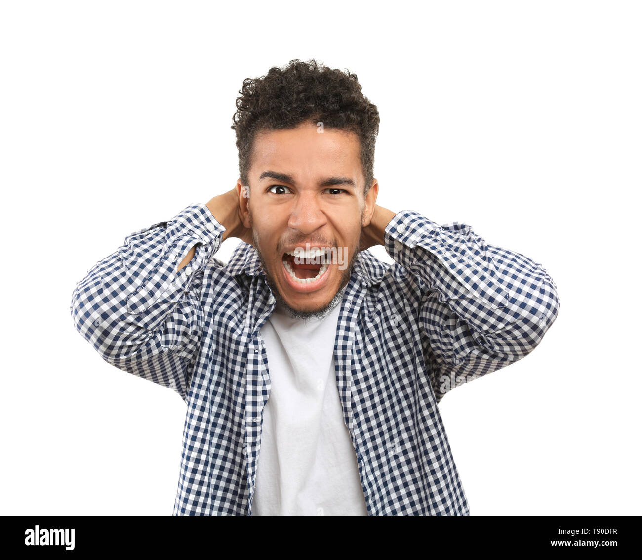 Annoyed angry afro young man hi-res stock photography and images - Alamy