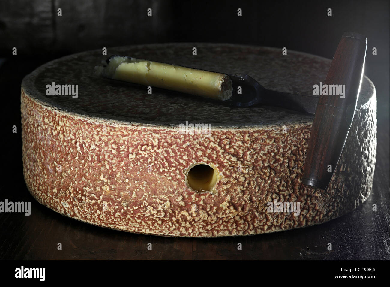 organic hay milk cheese wheel from German Allgäu region with grading ...