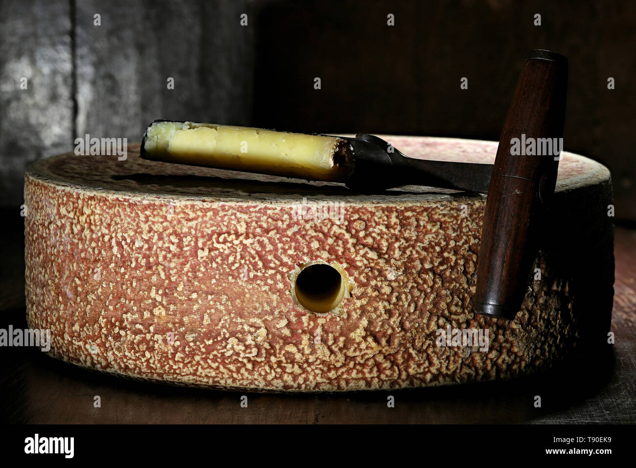 organic hay milk cheese wheel from German Allgäu region with grading ...