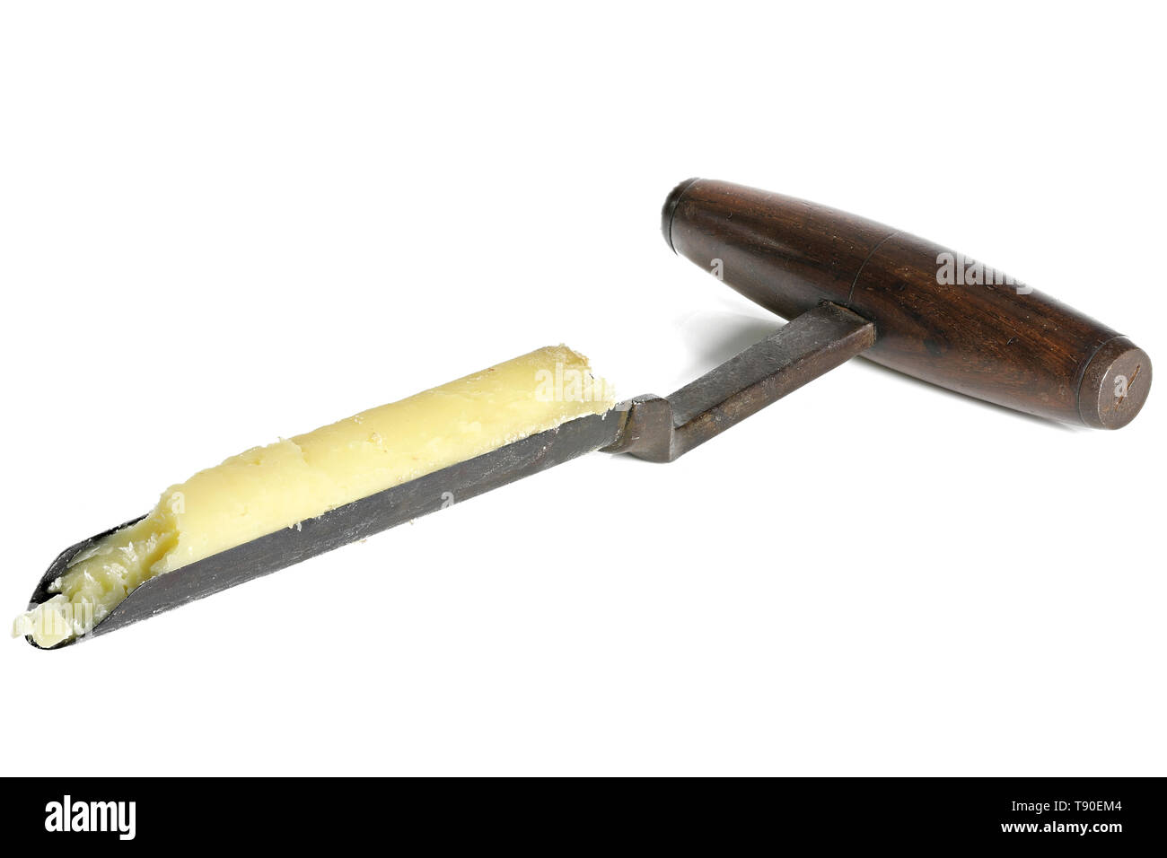 cheese iron with cheese sample isolated on white background Stock Photo ...