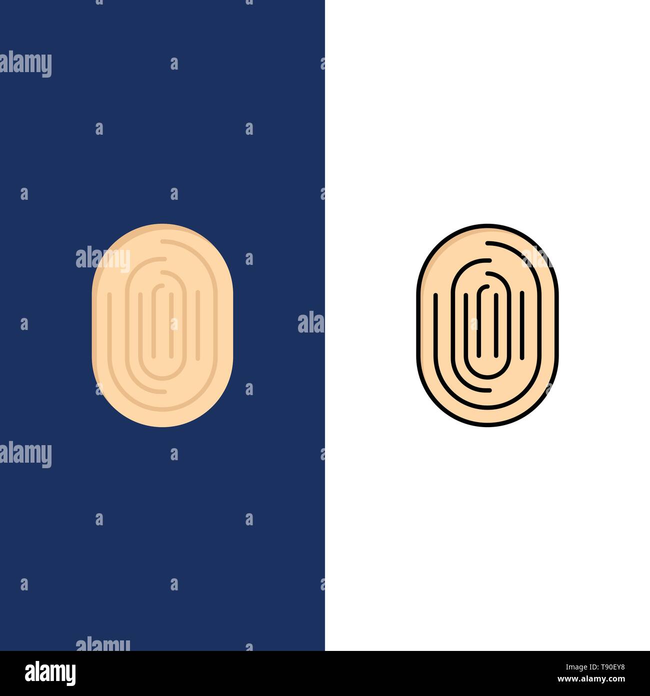 Fingerprint Identity Recognition Scan Scanner Scanning Icons Flat