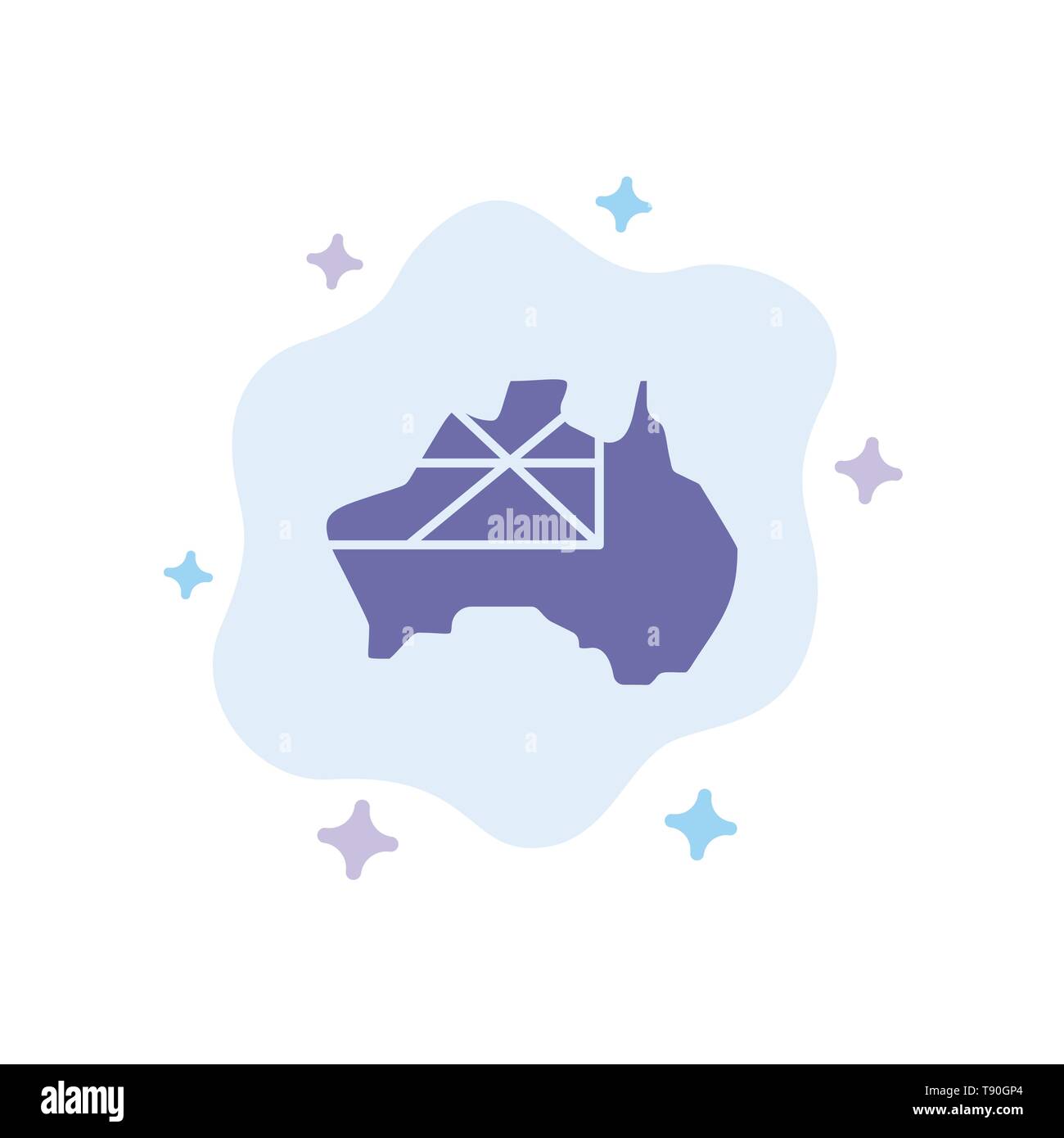 Australia, Map, Country, Flag Blue Icon on Abstract Cloud Background ...