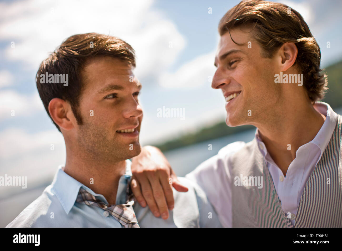 Two male friends dressed hi-res stock photography and images - Alamy