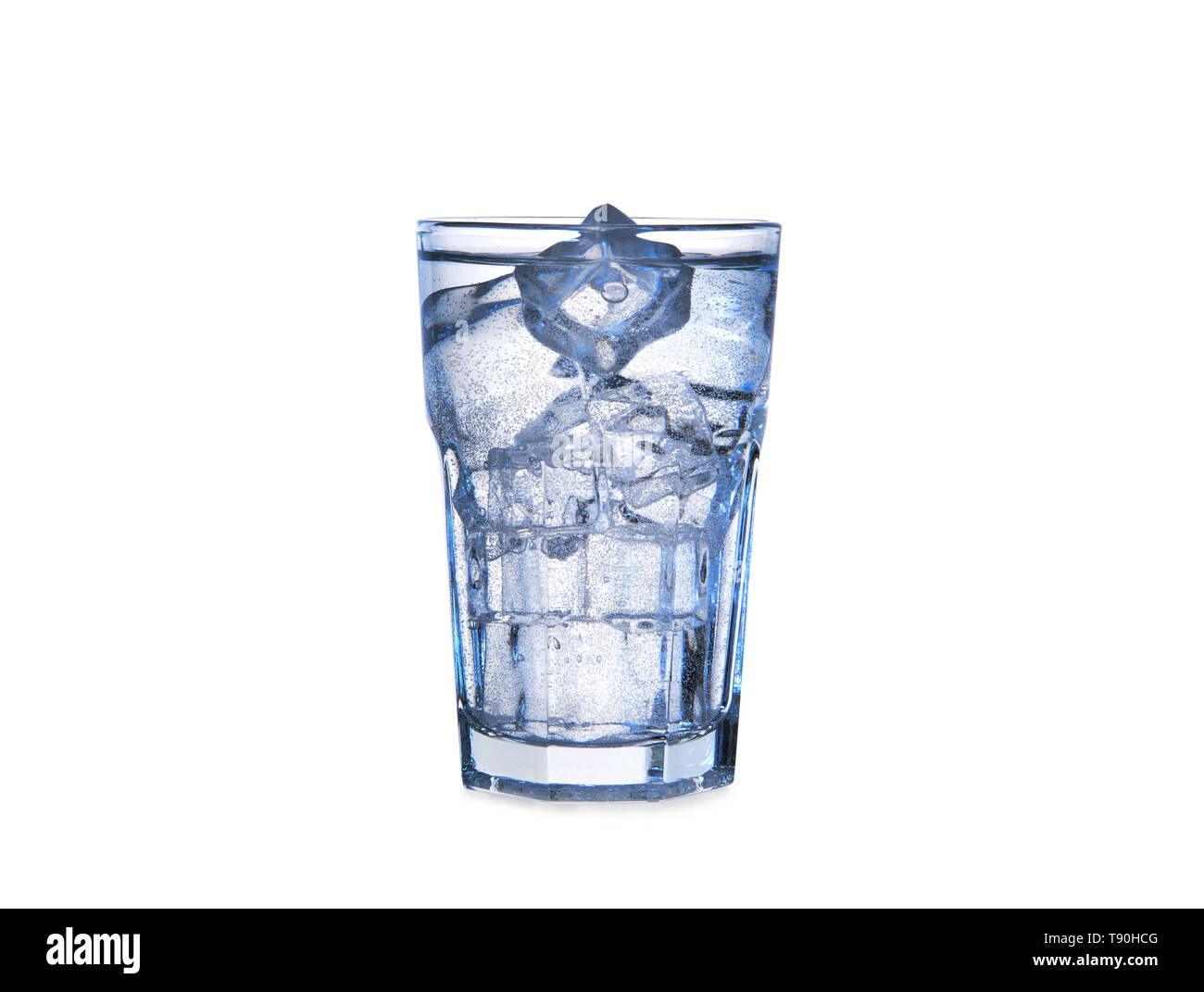 Glass of clean water with ice on white background Stock Photo - Alamy