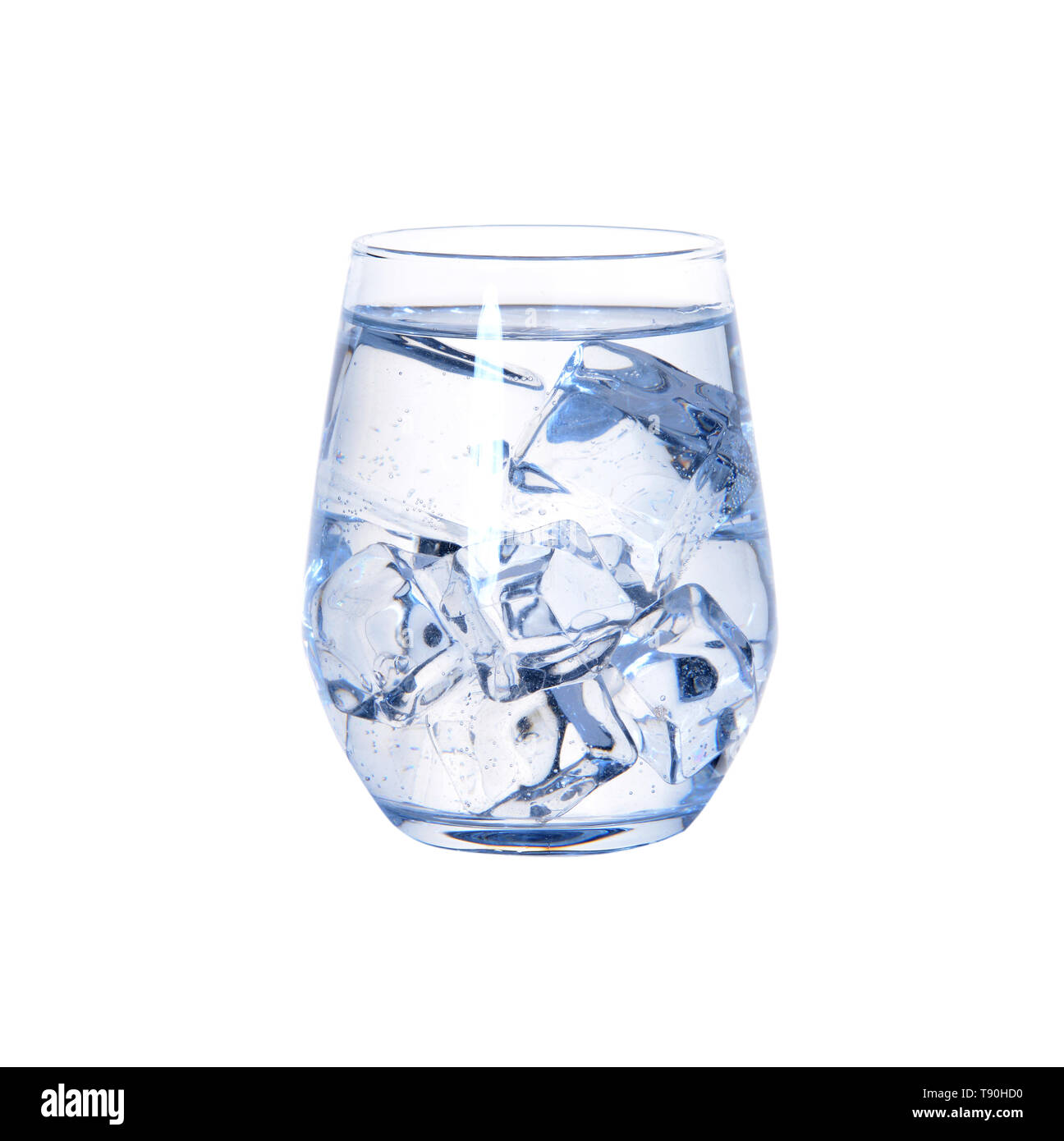 Glass of cold fresh water with ice on white background Stock Photo - Alamy