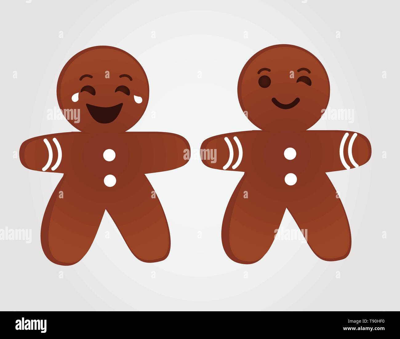 Emoticons gingerbread men smiling and winking. Christmas vector Stock ...