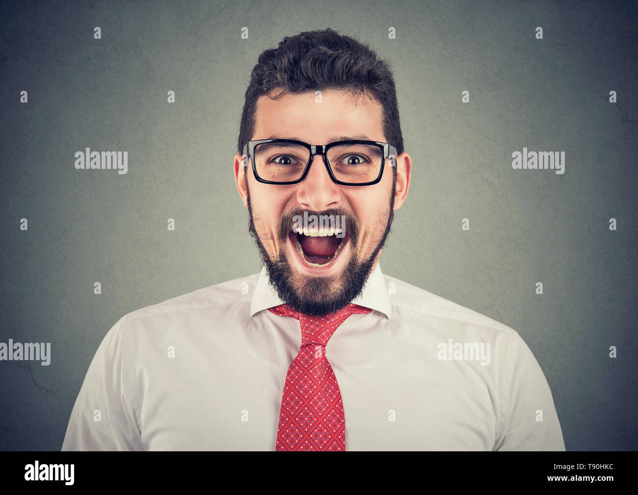 portrait of super excited surprised businessman Stock Photo - Alamy