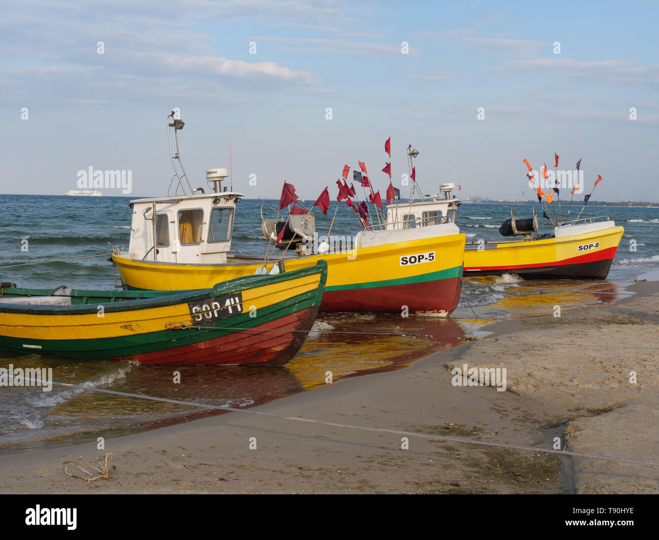 fishing boats in poland Stock Photo - Alamy