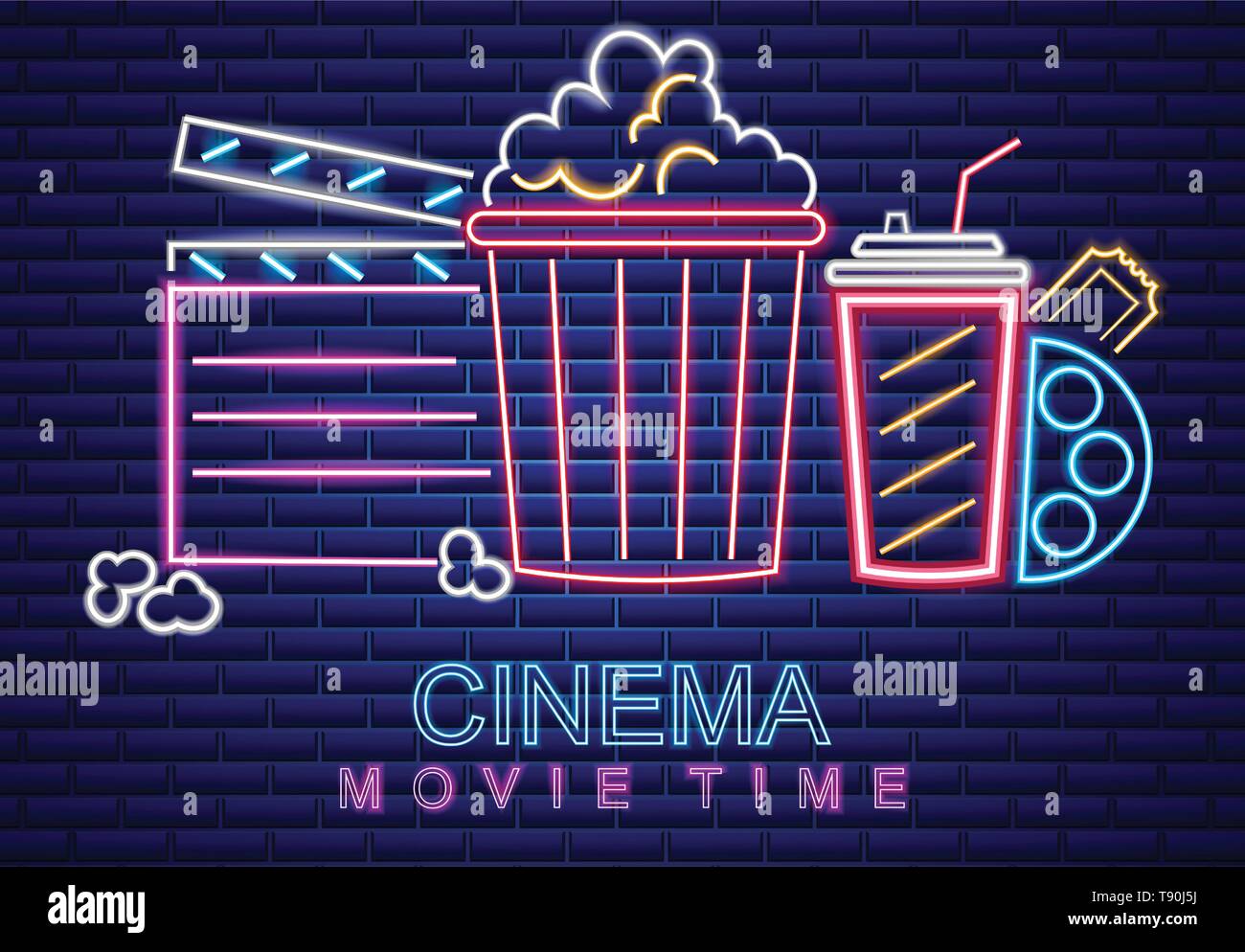 Cinema movie neon symbol Vector. Glowing sign dark background. Shinning ...