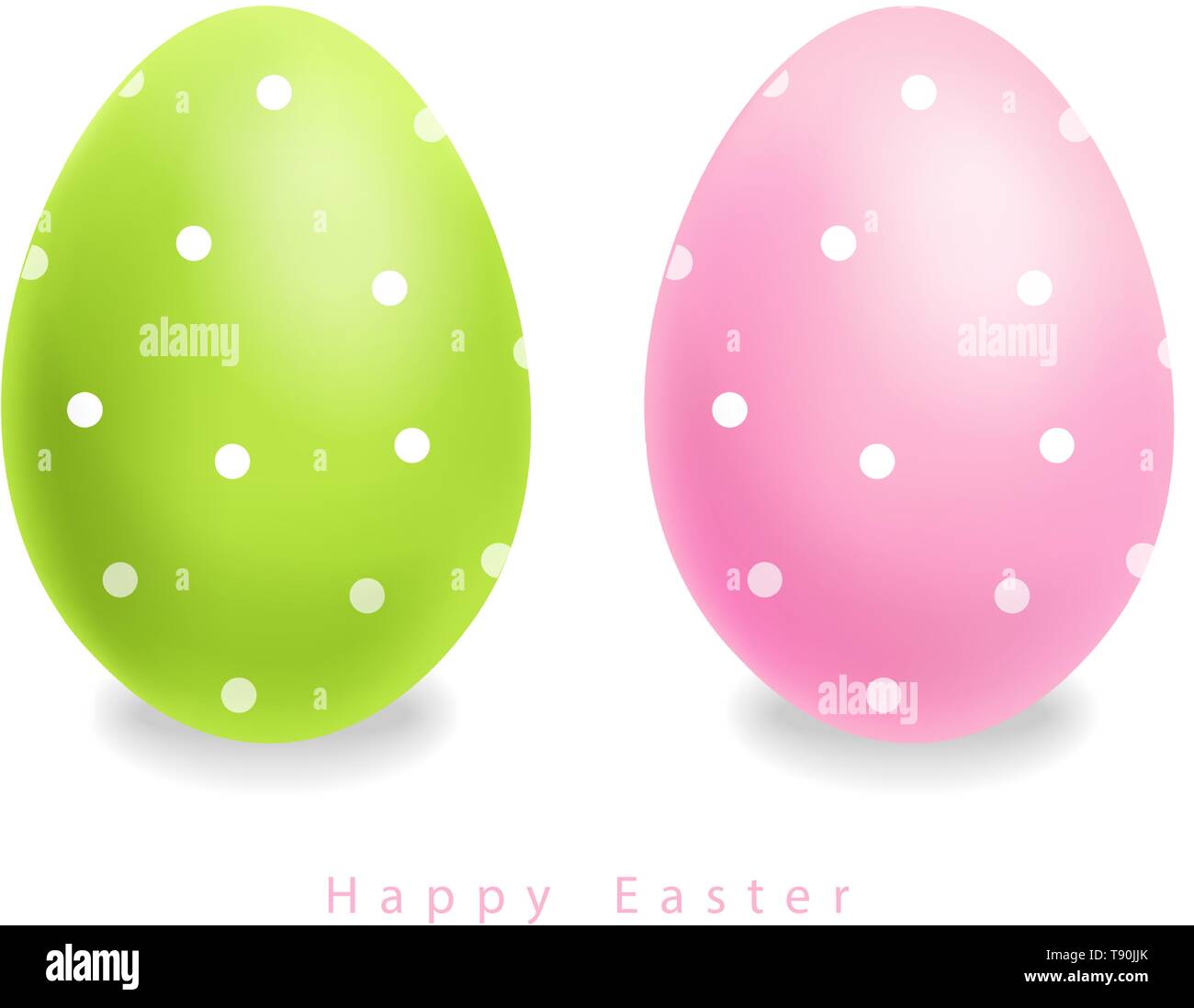 Green and pink Easter eggs with dots Vector realistic. Holiday cute ...