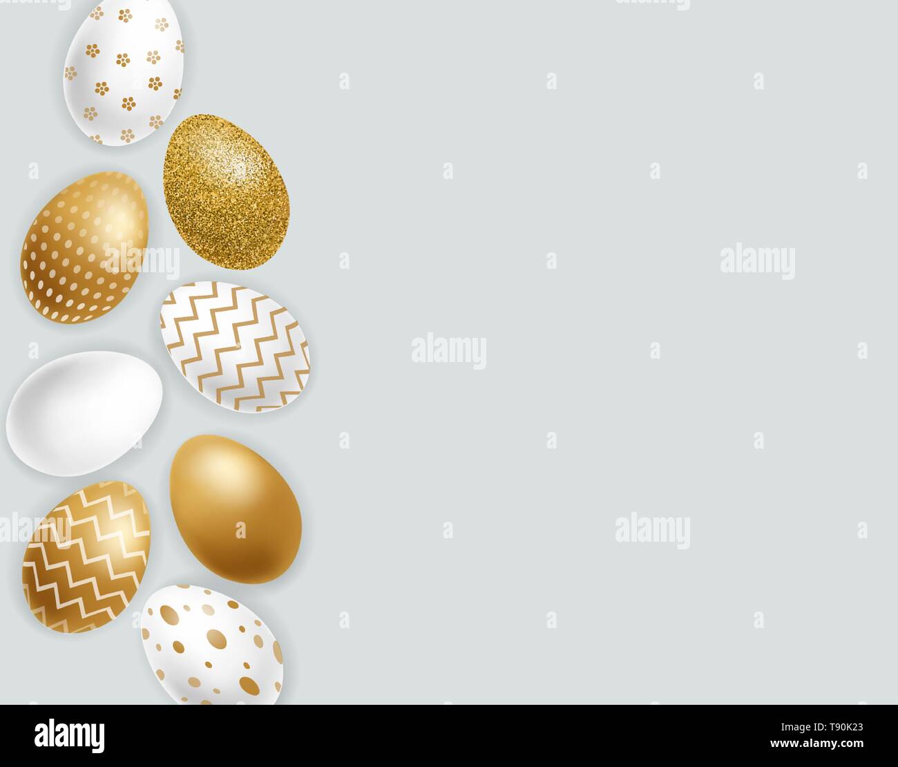 Easter painted golden eggs Vector realistic collection. Abstract ...