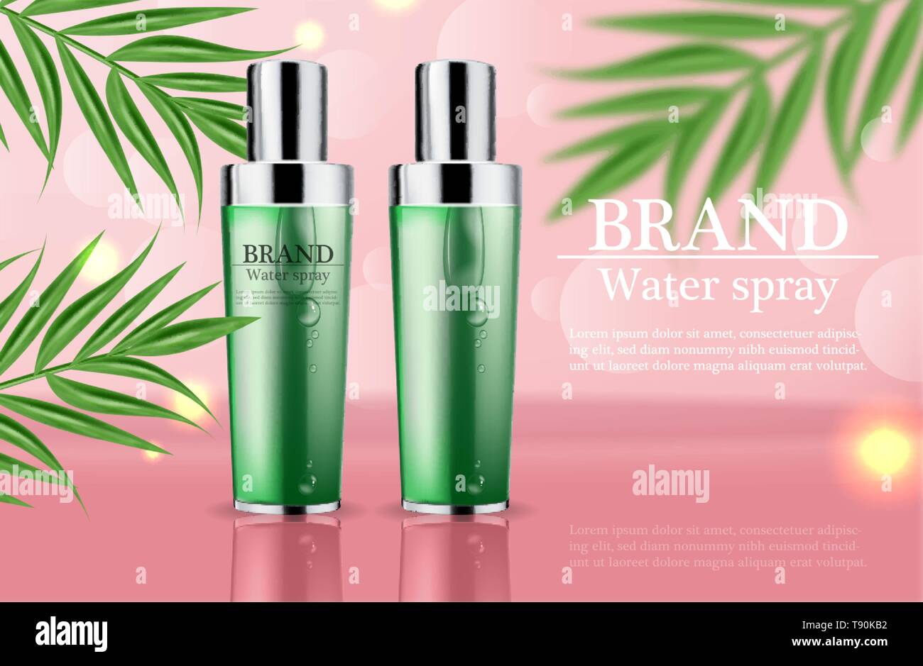 Cosmetics green cream and spray moisturizer hydration Vector realistic ...