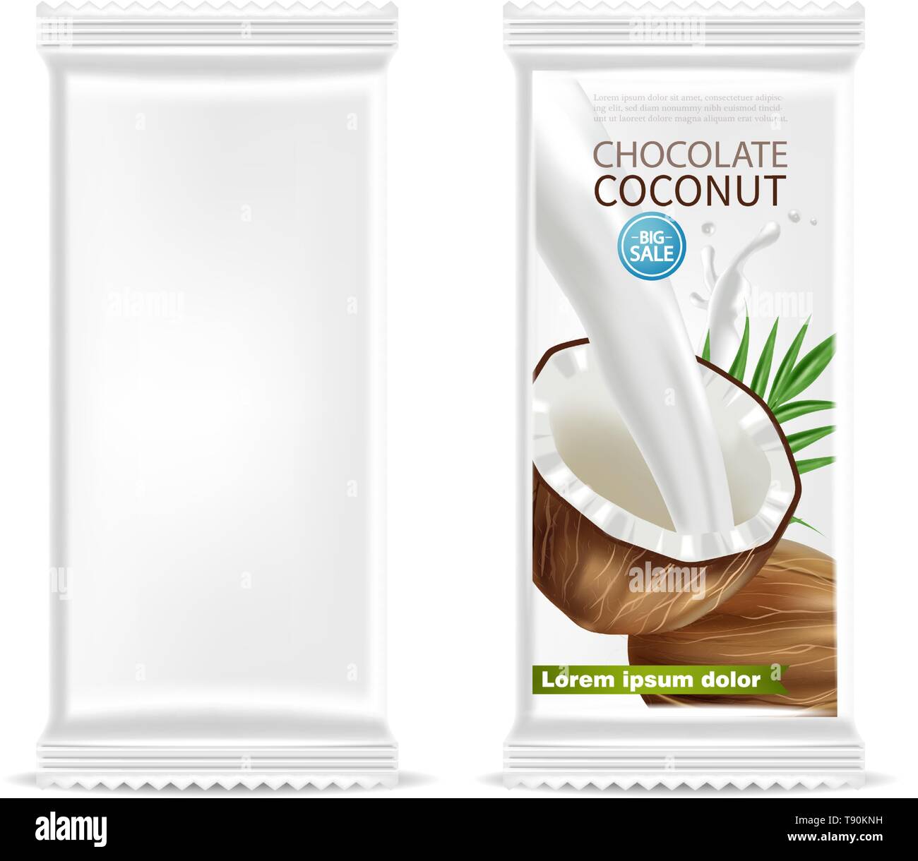 Coconut chocolate isolated template Vector realistic. Product packaging ...