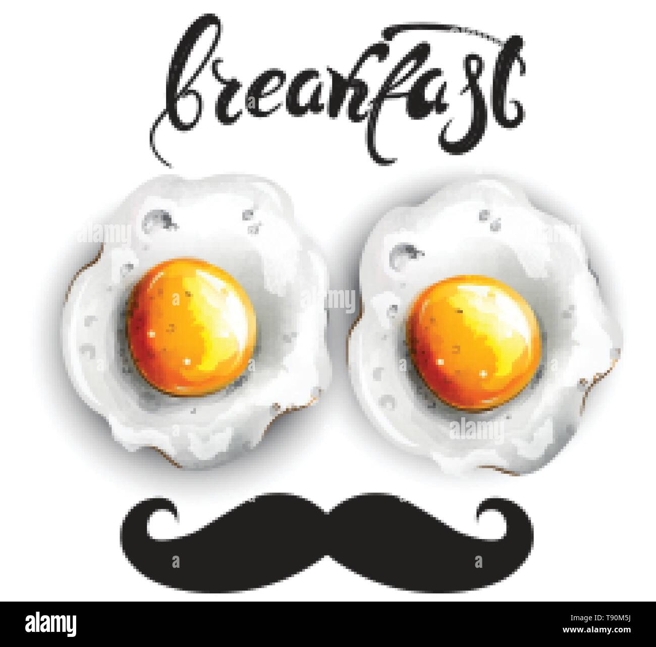 Breakfast eggs Vector. Fresh funny menu card template Stock Vector ...