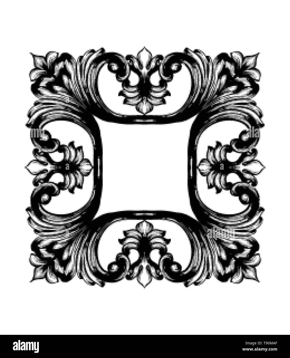 Vintage frame Vector line art. Classic engraved ornaments. Royal style ...