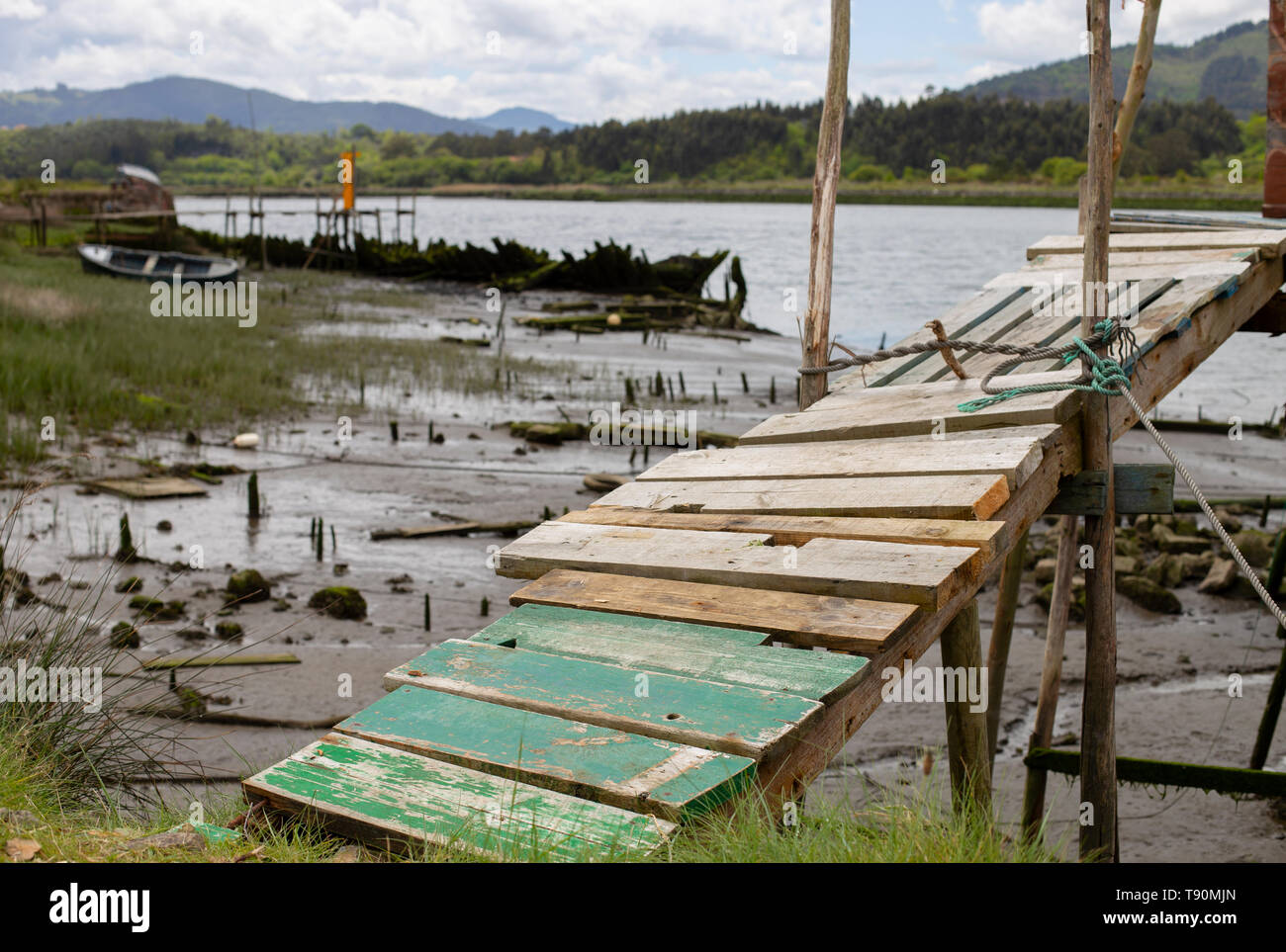 Colorful pier on the river Stock Photo - Alamy