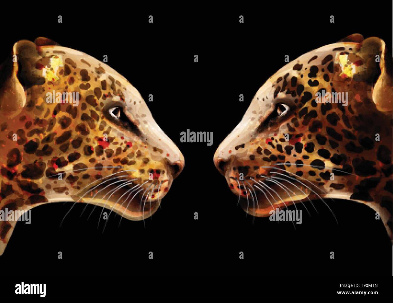 Leopard Vector watercolor. colorful detailed illustration wildlife ...