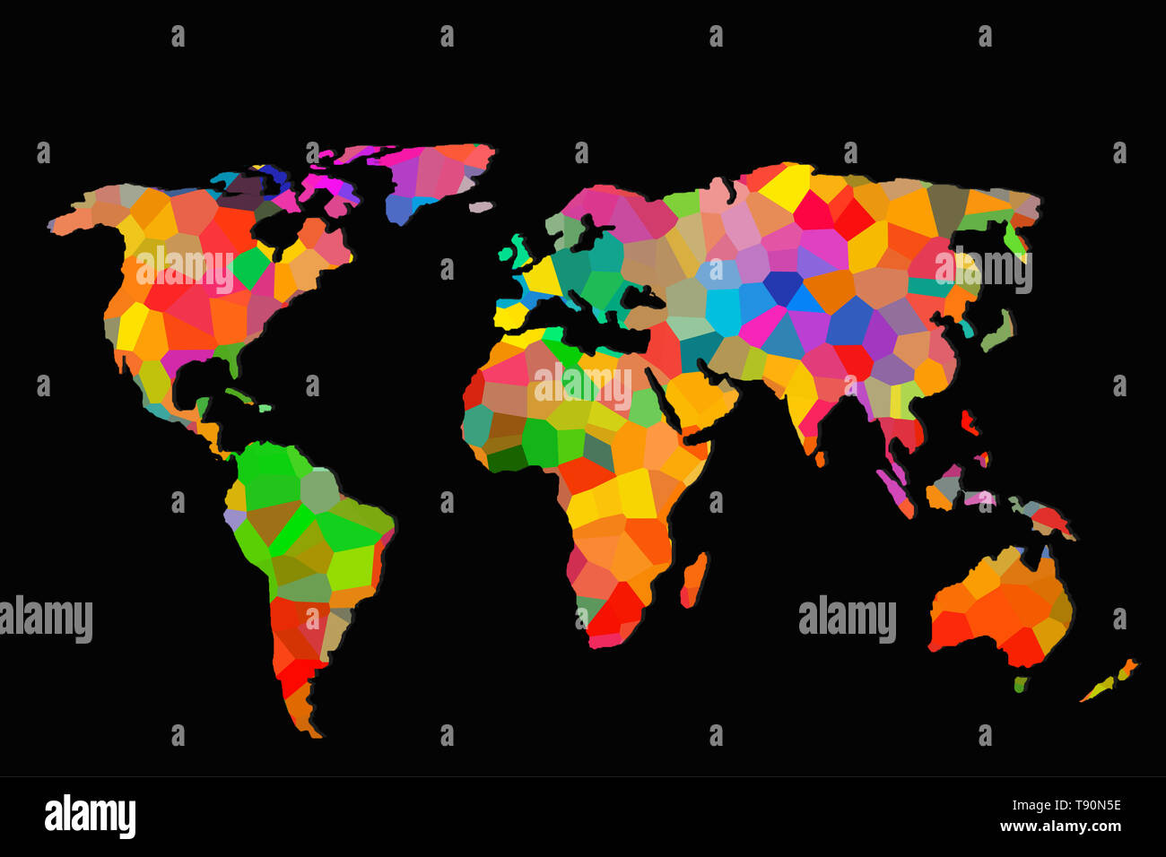 Roughly outlined world map with a colorful background patterns Stock ...