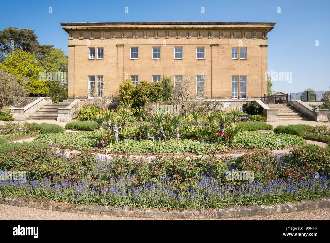 South facade of Belsay Hall, Northumberland, England, UK Stock Photo ...