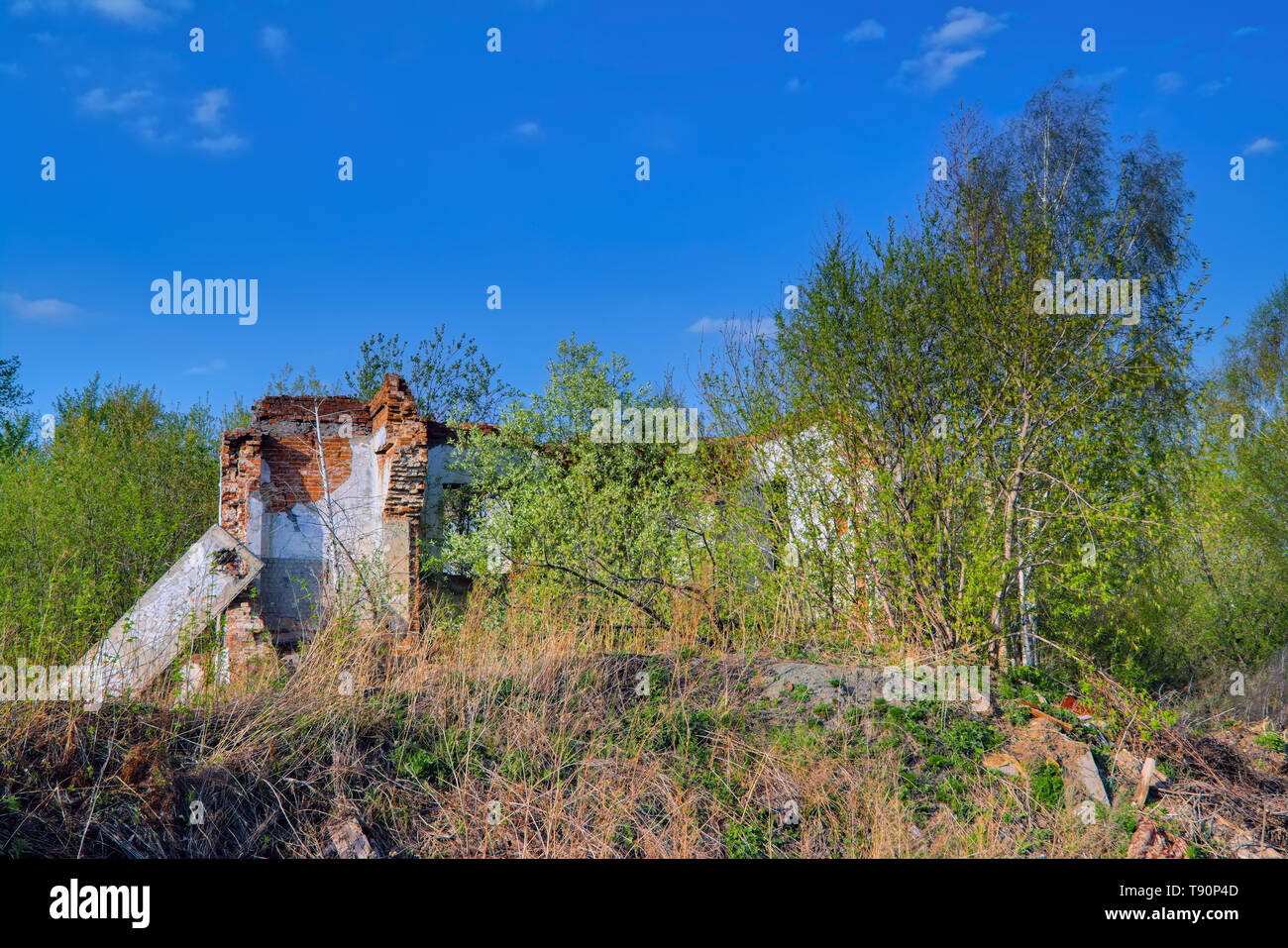 Old abandoned building. Landscape with the ruins of the old buildings ...